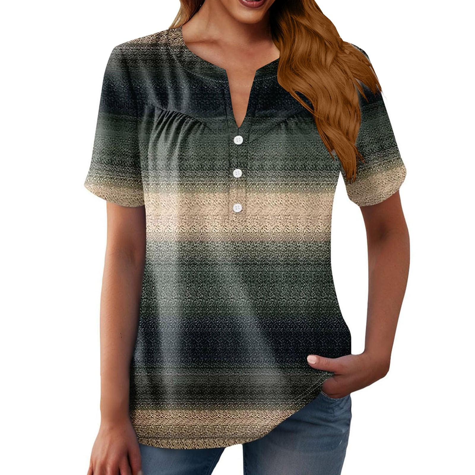 Clearance! Delayuji Short Sleeve Tops for Women Short Sleeve Shirts for ...