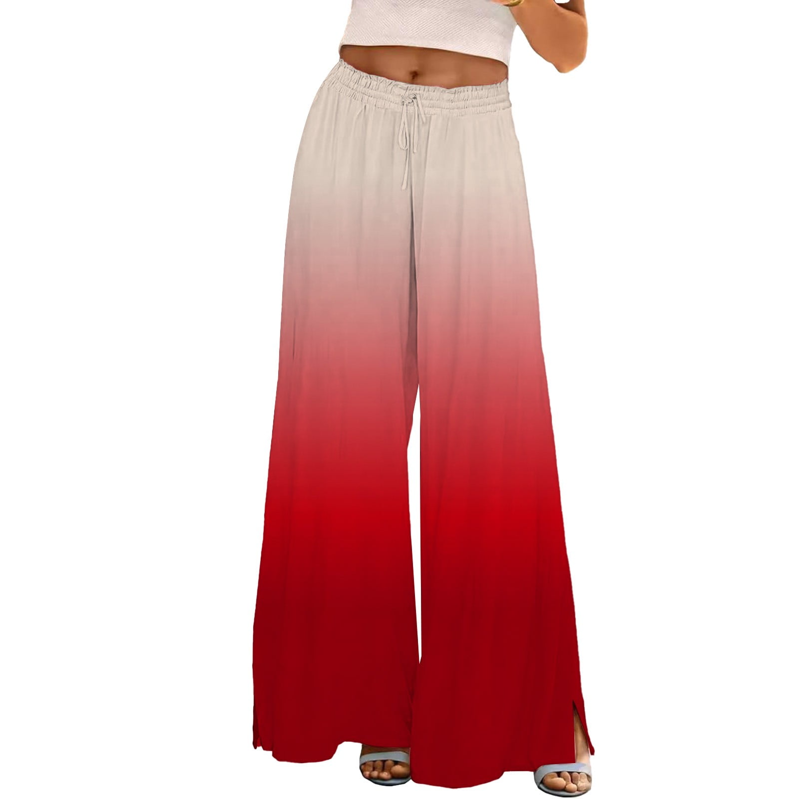 Clearance! Delayuji Wide Leg Sweatpants Women Xl Red Womens Wide Leg ...