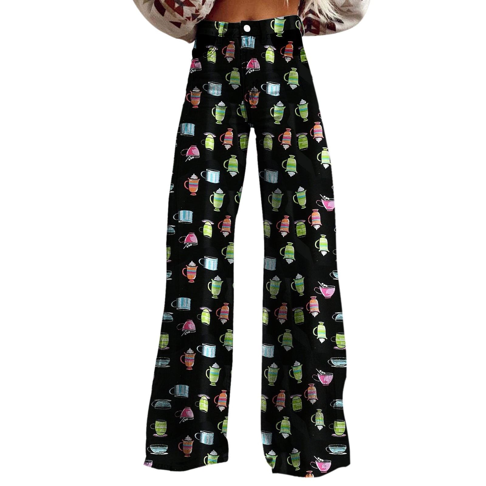 Clearance! Delayuji Womens Casual Pants Easter Bunny Egg Print Plus ...