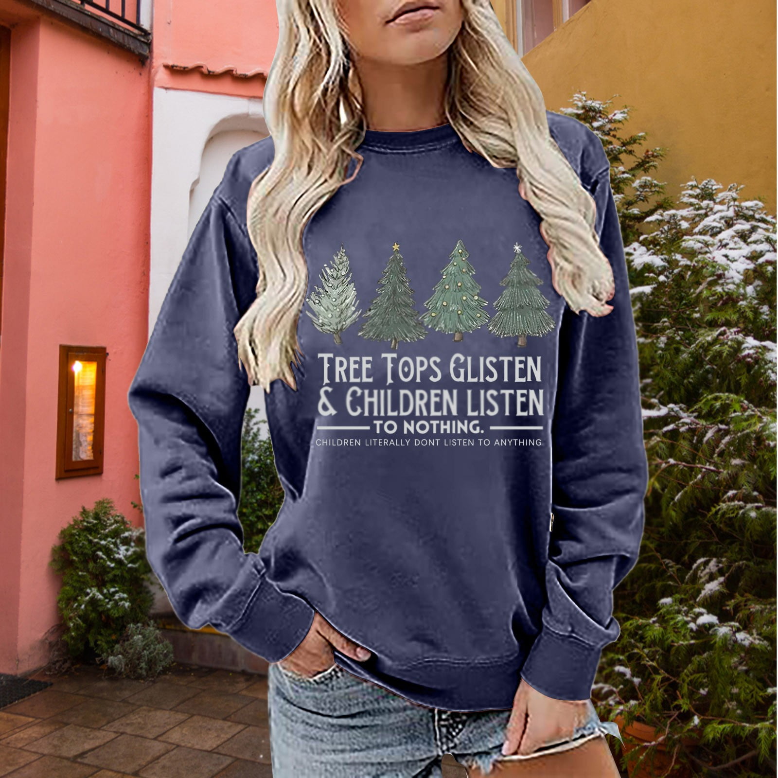Clothing 2025 Delayuji Womens Oversized Sweatshirt Christmas Trees ...