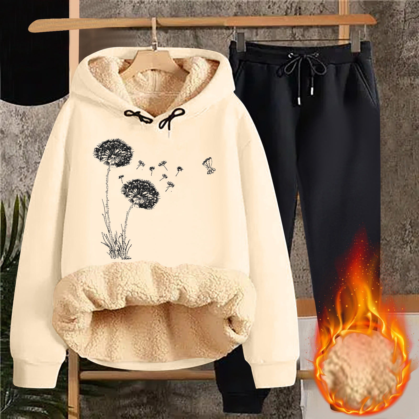 Clearance! Delayuji Womens Sweatsuits 2 Piece Set Lamb Fleece Round ...