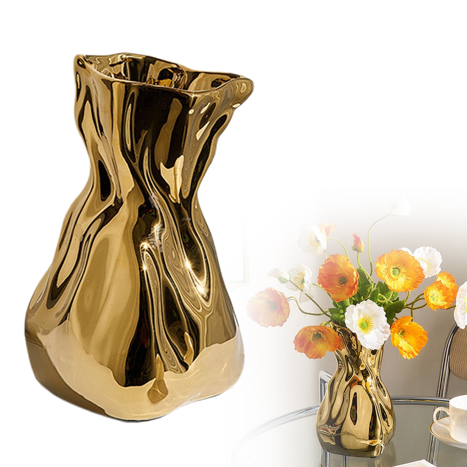 Clearance Desktop Ornament under $20,Paper Bag Ceramic Vase Crinkle ...