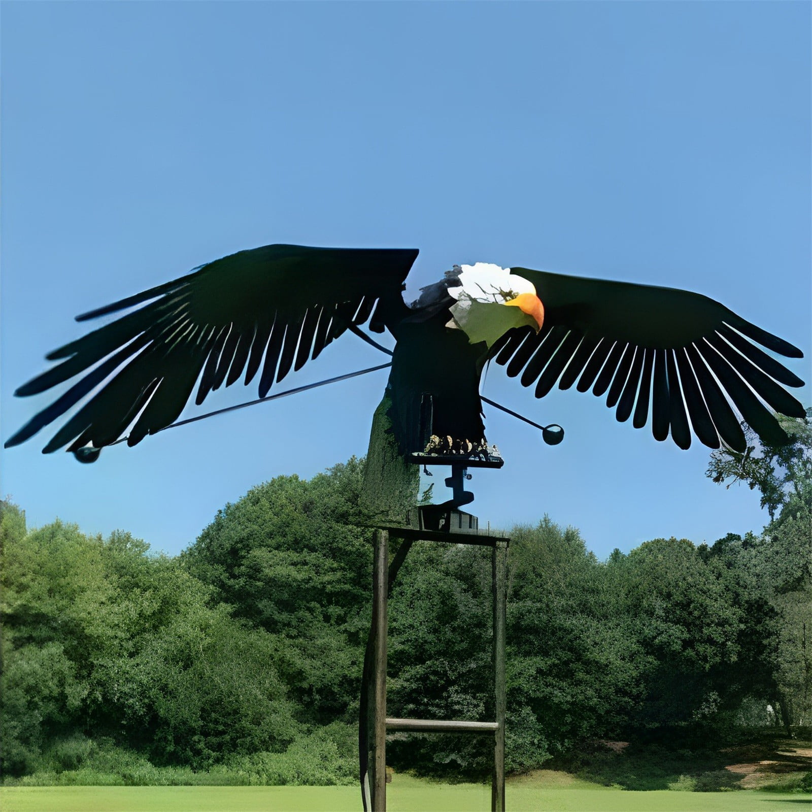 Clearance! Dinmmgg Owl Metal Sculpture Owl Wind Outdoor Metal Windmills ...