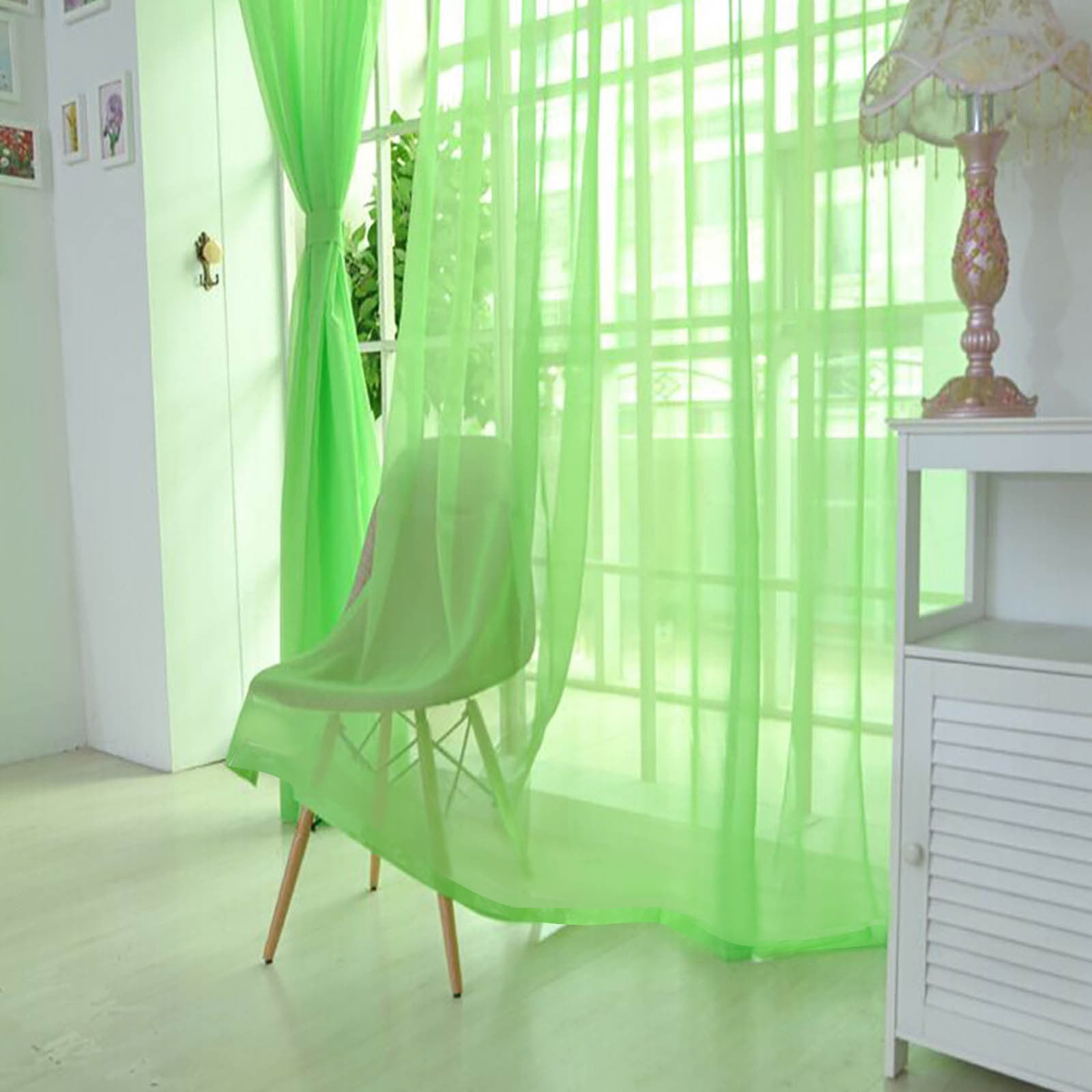 Djunllk 2 Pcs Sheer Curtains - 31 X 78 inch Gauze Semitransparent Glass ...