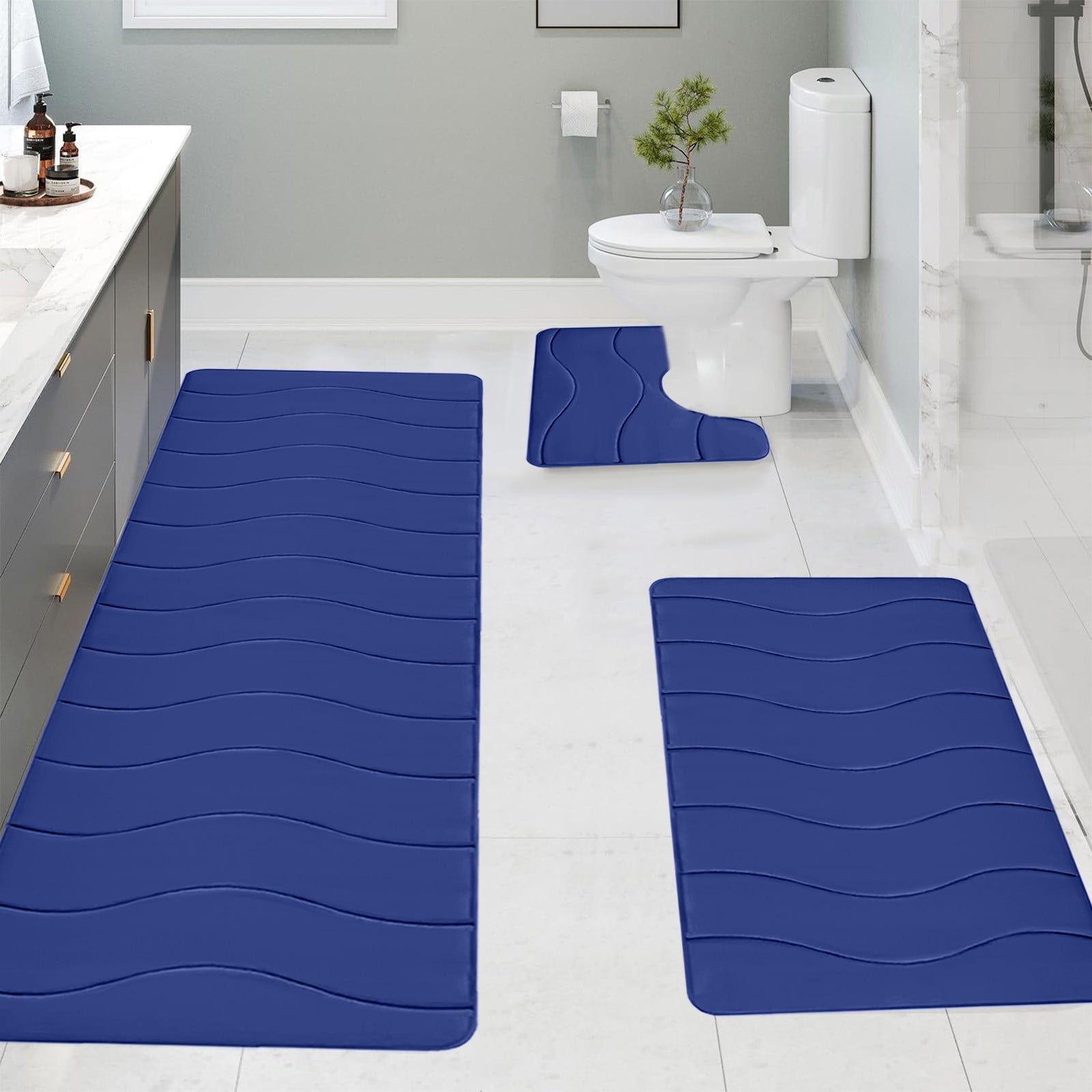 Djunllk Large Bathroom Rugs Sets 3 Piece - Memory Foam Super Soft ...