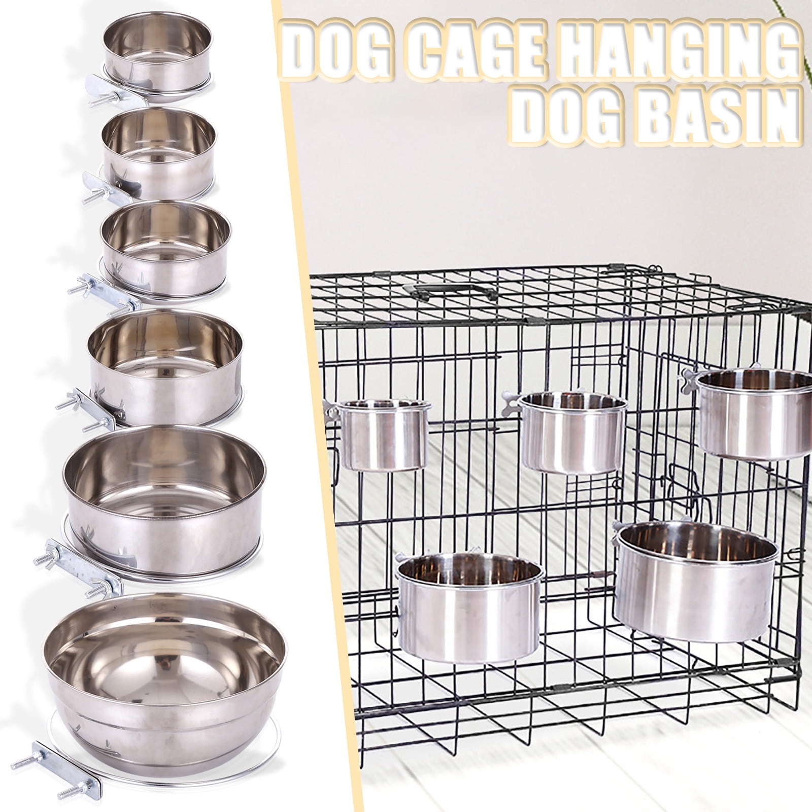 Djunllk Dog Bowls - Stainless Steel Bowls Cage Hanging Fixed ...