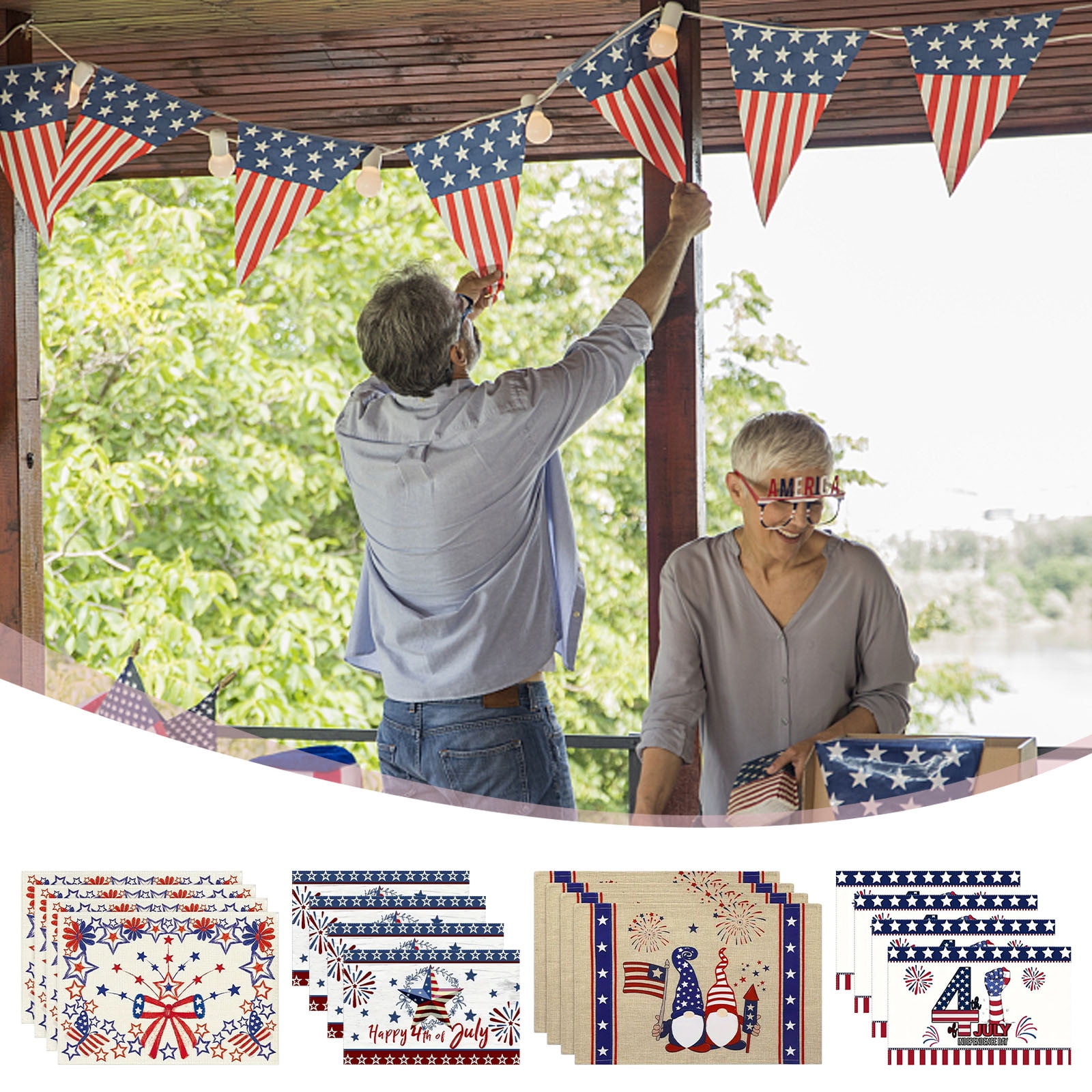 Dmlowu 4th of July Decorations Placemats Insulation Table Mats Foldable ...