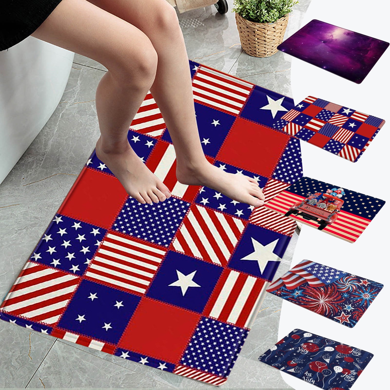 Dmlowu 4th of July Decorations Bathroom Rugs 16x24" Quicker Dry ...