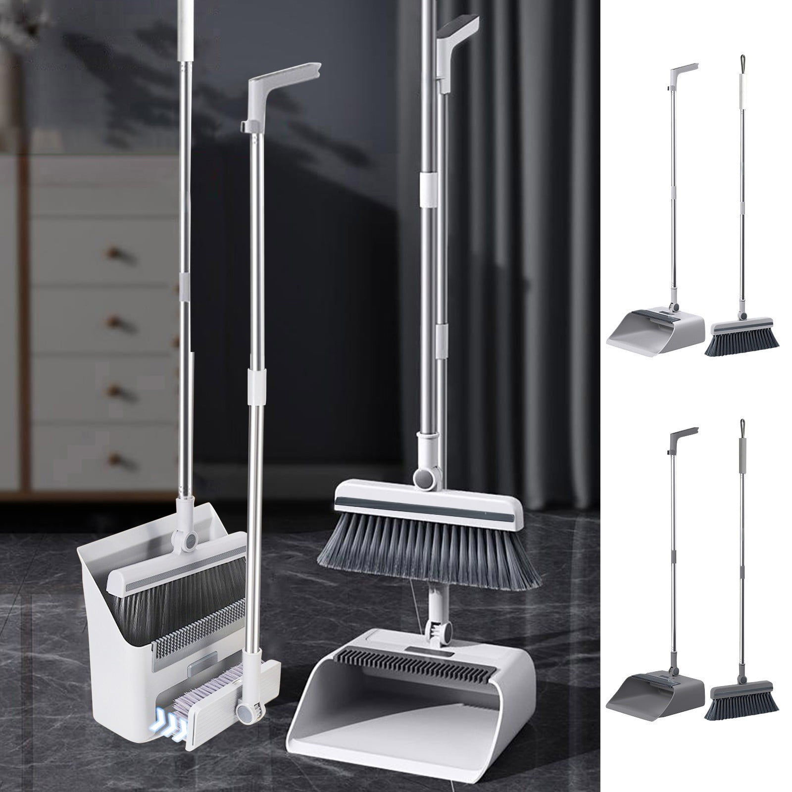 Dmlowu Broom with Dustpan Combo Set 12x35" Collapsible Broom and ...