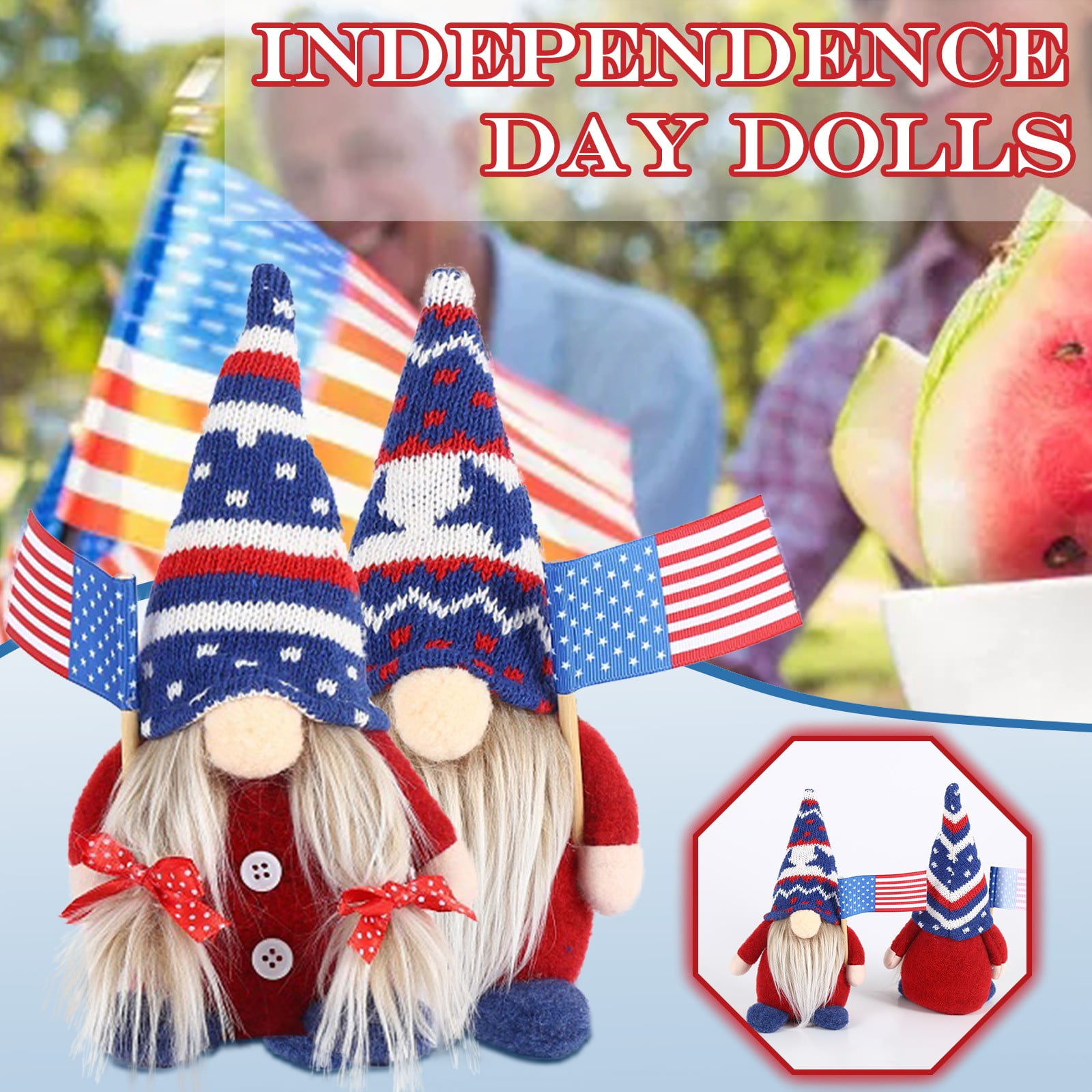 Dmlowu Patriotic Gnomes 2pc Extra Soft 4th of July Decorations Gnomes ...