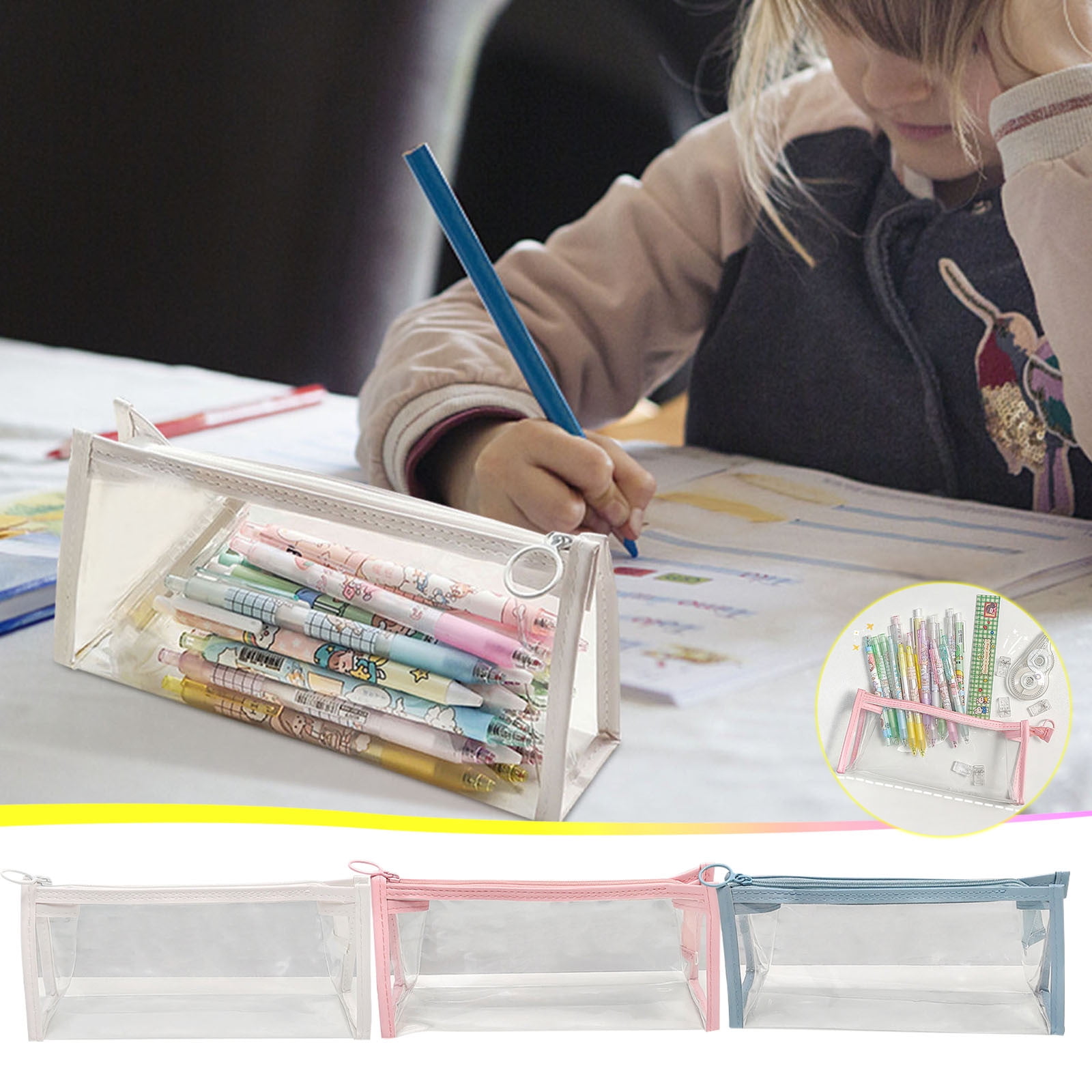 Clearance! Dmlowu Pencil Case 4x9" Transparent Pencil Pouch ...