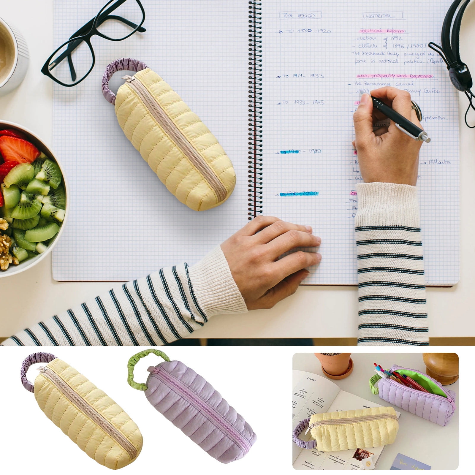 Dmlowu Pencil Pouch 3x8" Stackable Pencil Case Sturdy Pencil Box for ...