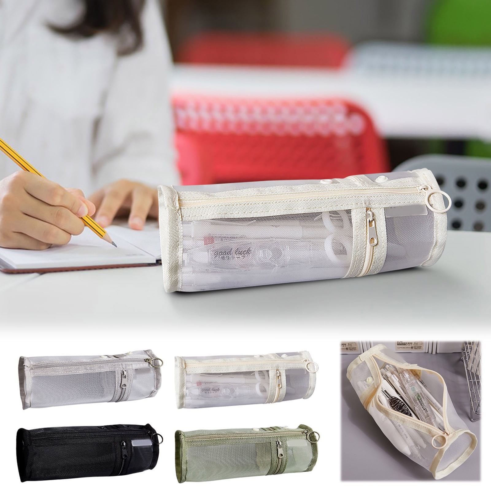 Dmlowu Pencil Pouch 3x9" Stackable Pencil Case Transparent Aesthetics ...