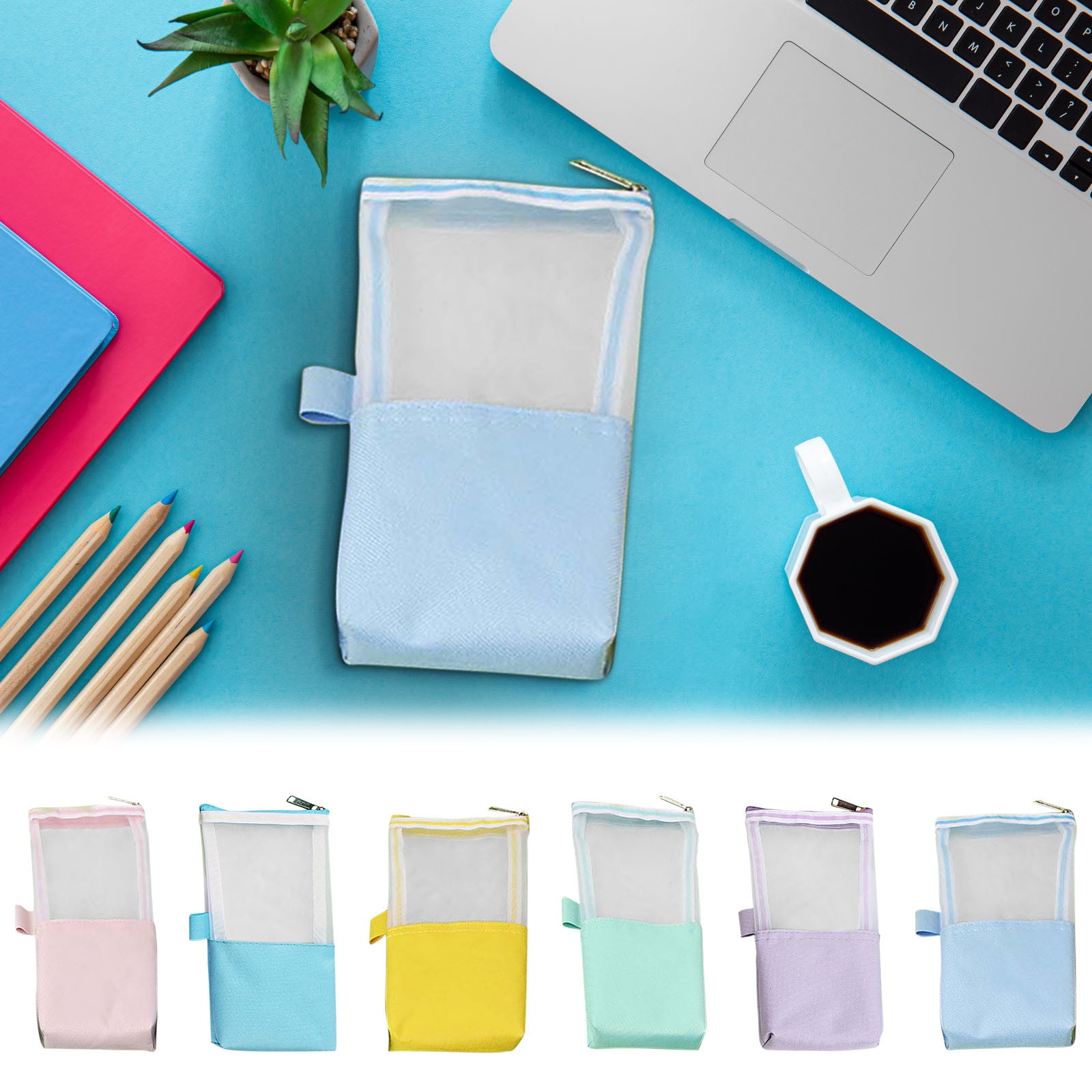 Dmlowu Pencil Pouch 4x8" Stackable Pencil Case Transparent Aesthetics ...