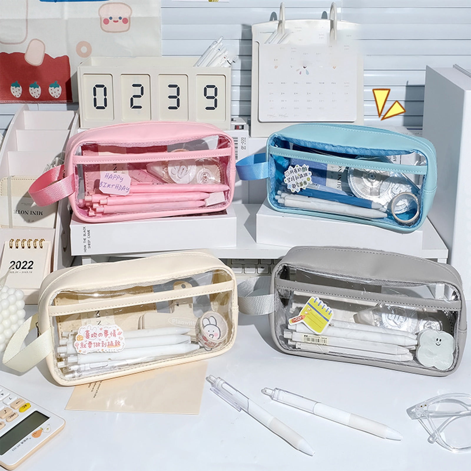 Dmlowu Pencil Pouch 4x8" Transparent Pencil Case Large Capacity Sturdy ...