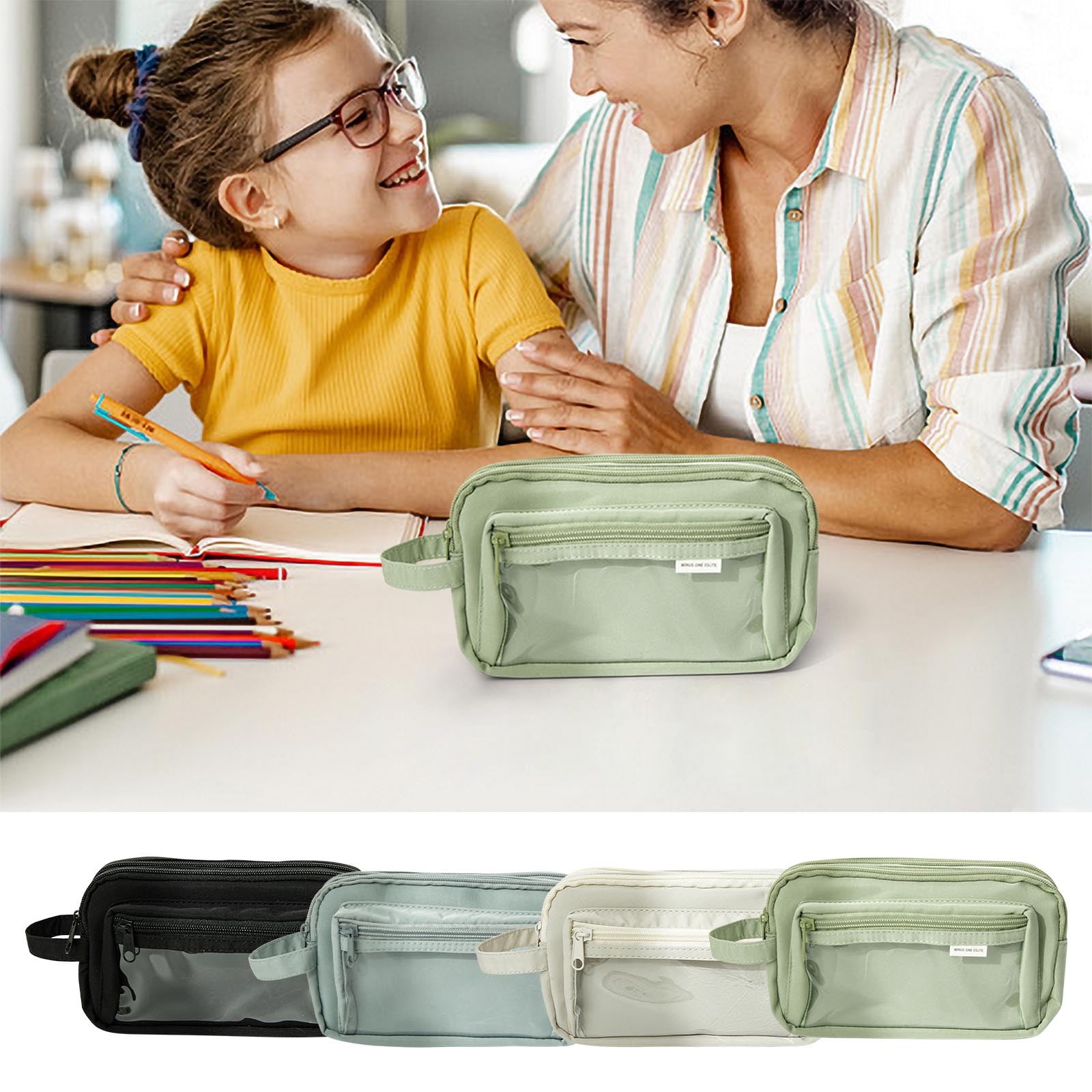Dmlowu Pencil Pouch 5x9" Large Capacity Pencil Case Stackable Plain ...