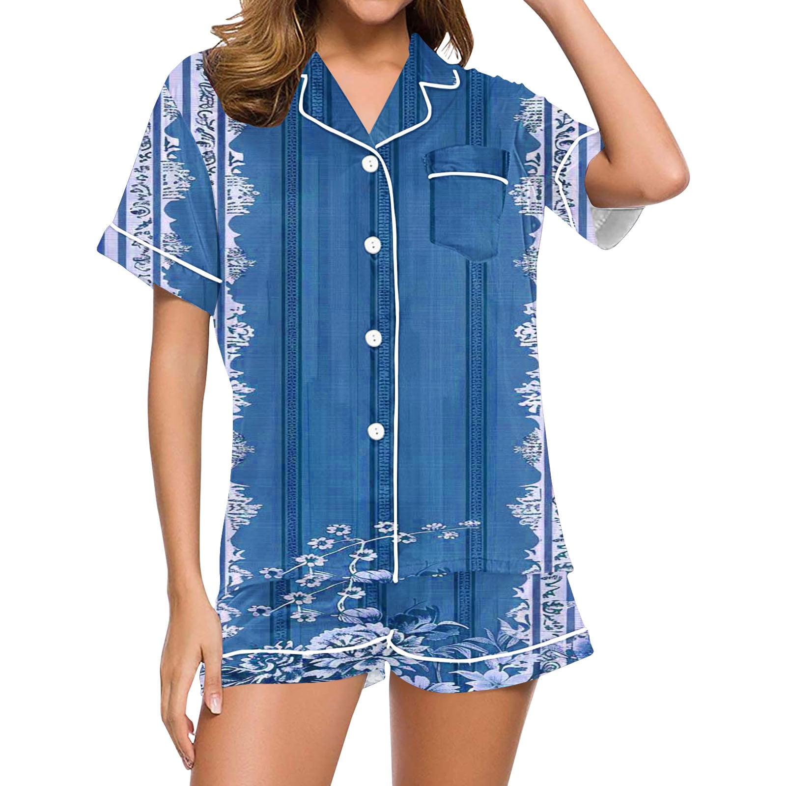 successthop Women's Summer Pajamas Sets Short Lightweight Floral Short ...