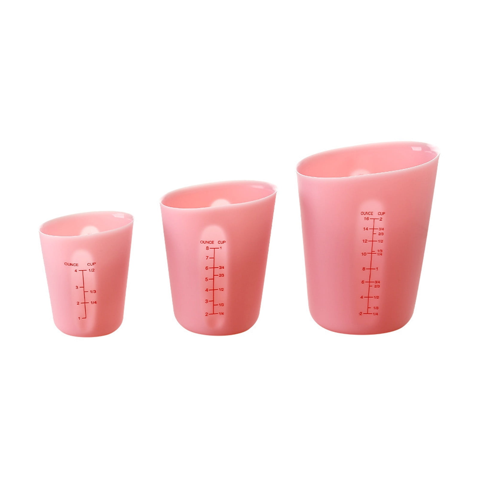 Clearance！ Dual-scale Translucent Silicone Measuring Cup Pink 3-Piece ...