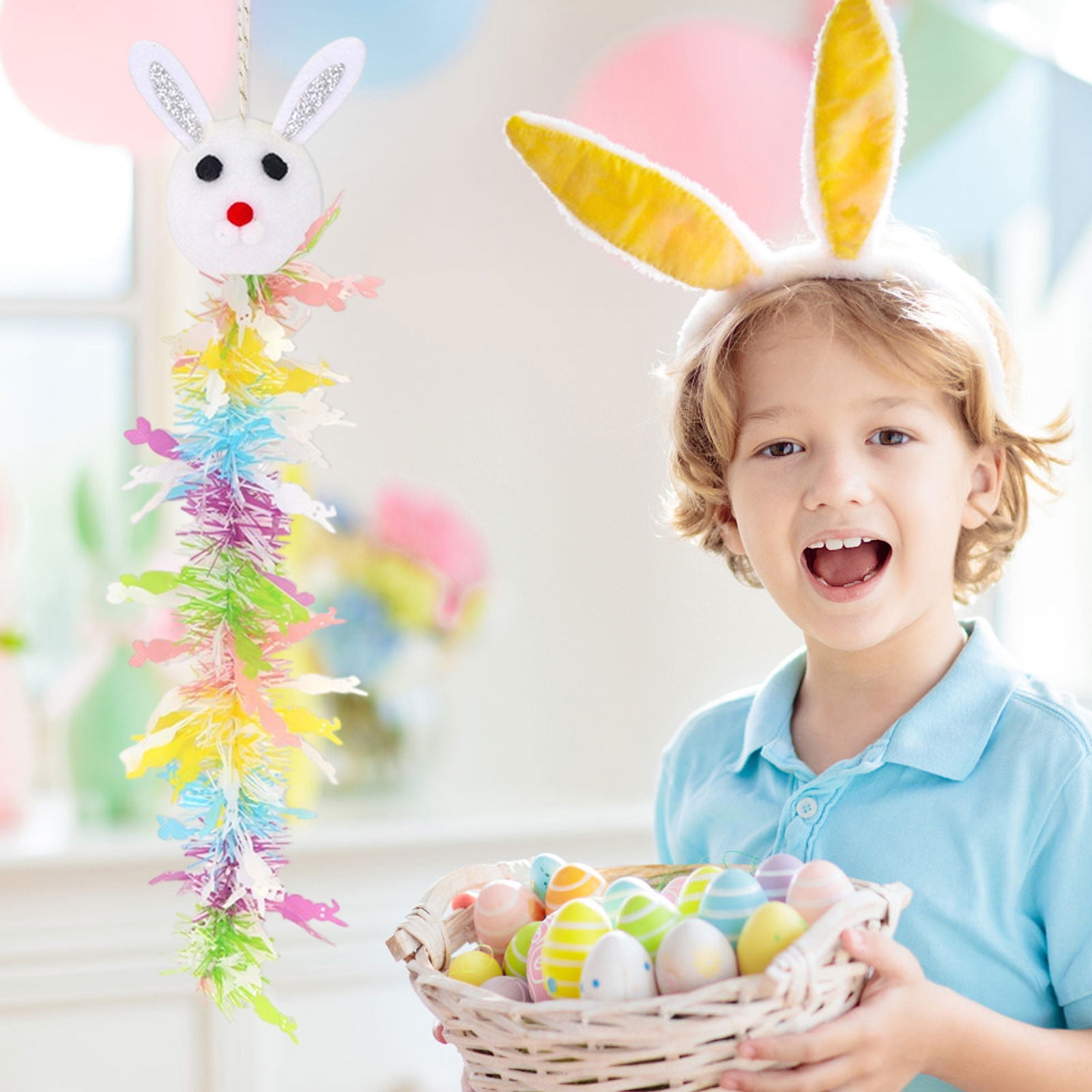 Clearance EGNMCR Easter Rabbits Garland Easter Cartoons Rabbits ...