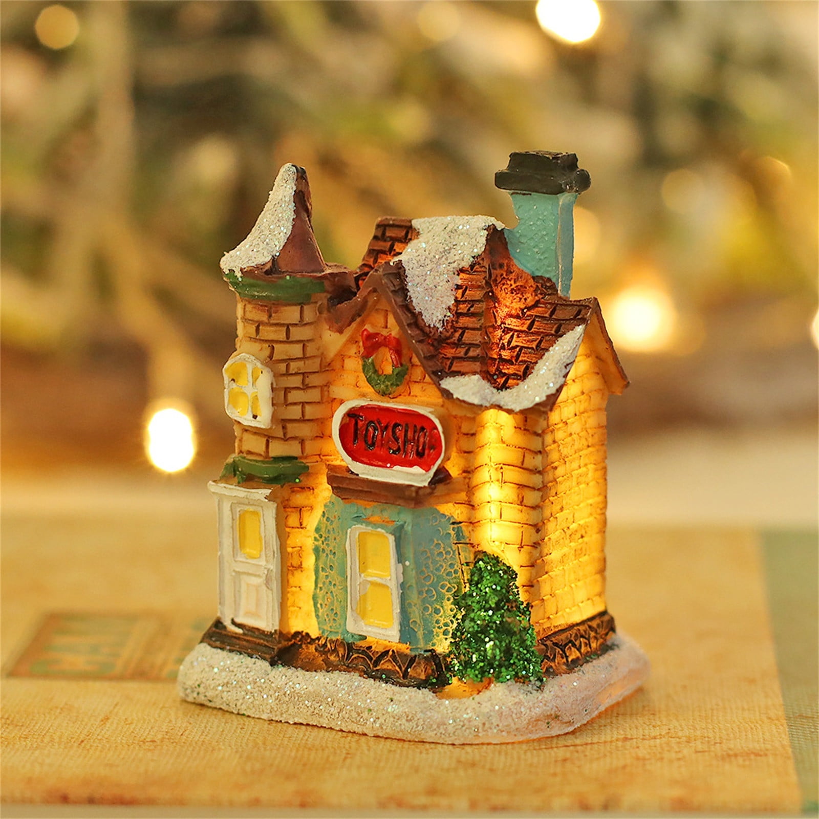 EQWLJWE Mini LED Christmas Village House, Tabletop Lighting Decor for ...