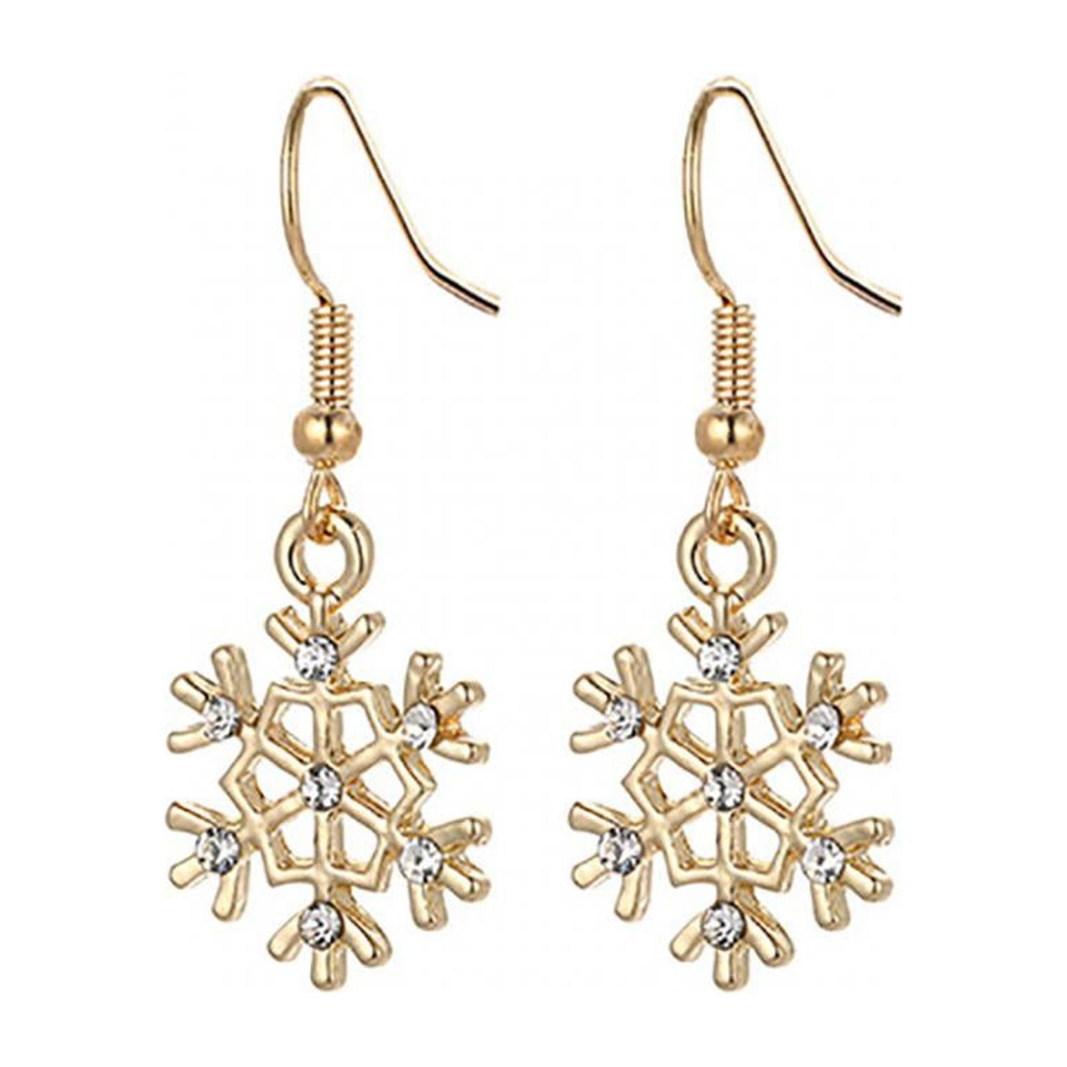SDJMa Snowflake Earring for Woman Austrian Crystal Winter Party Flower ...