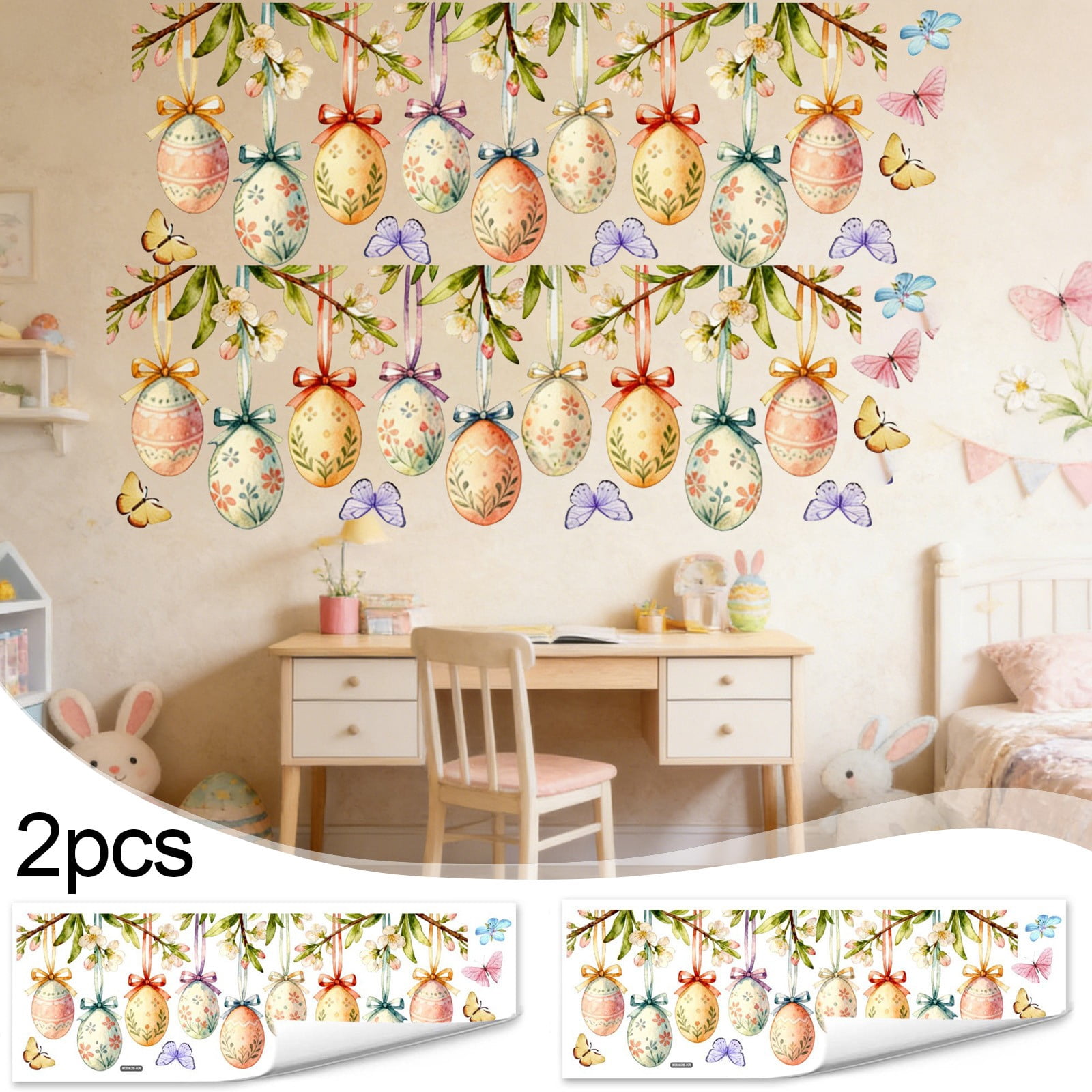 Clearance Easter Cartoons Egg Flower Butterflys Sticker Living Room ...