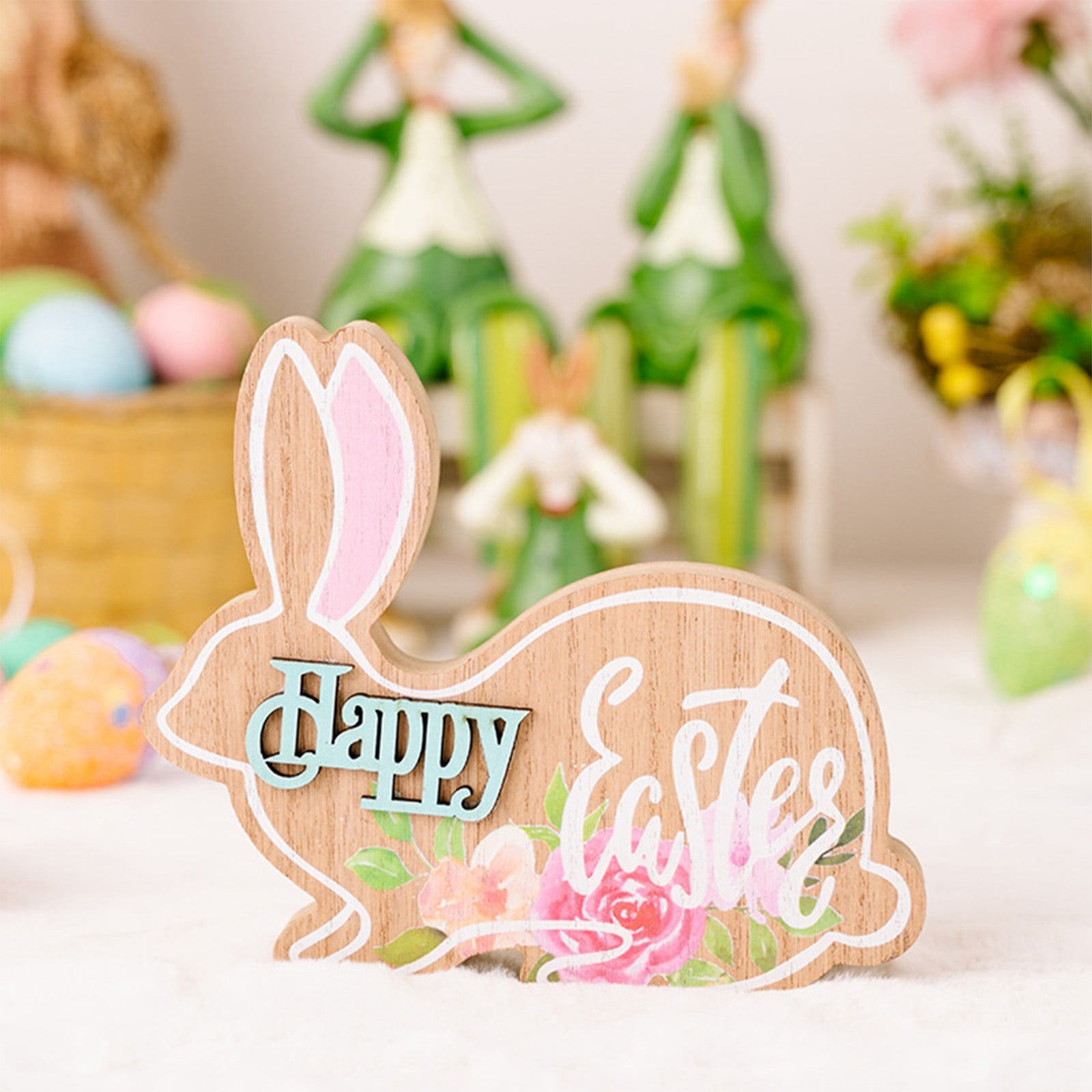 Clearance Easter！Crcmjuhgsa Wooden Easter Bunny Table Decorations ...