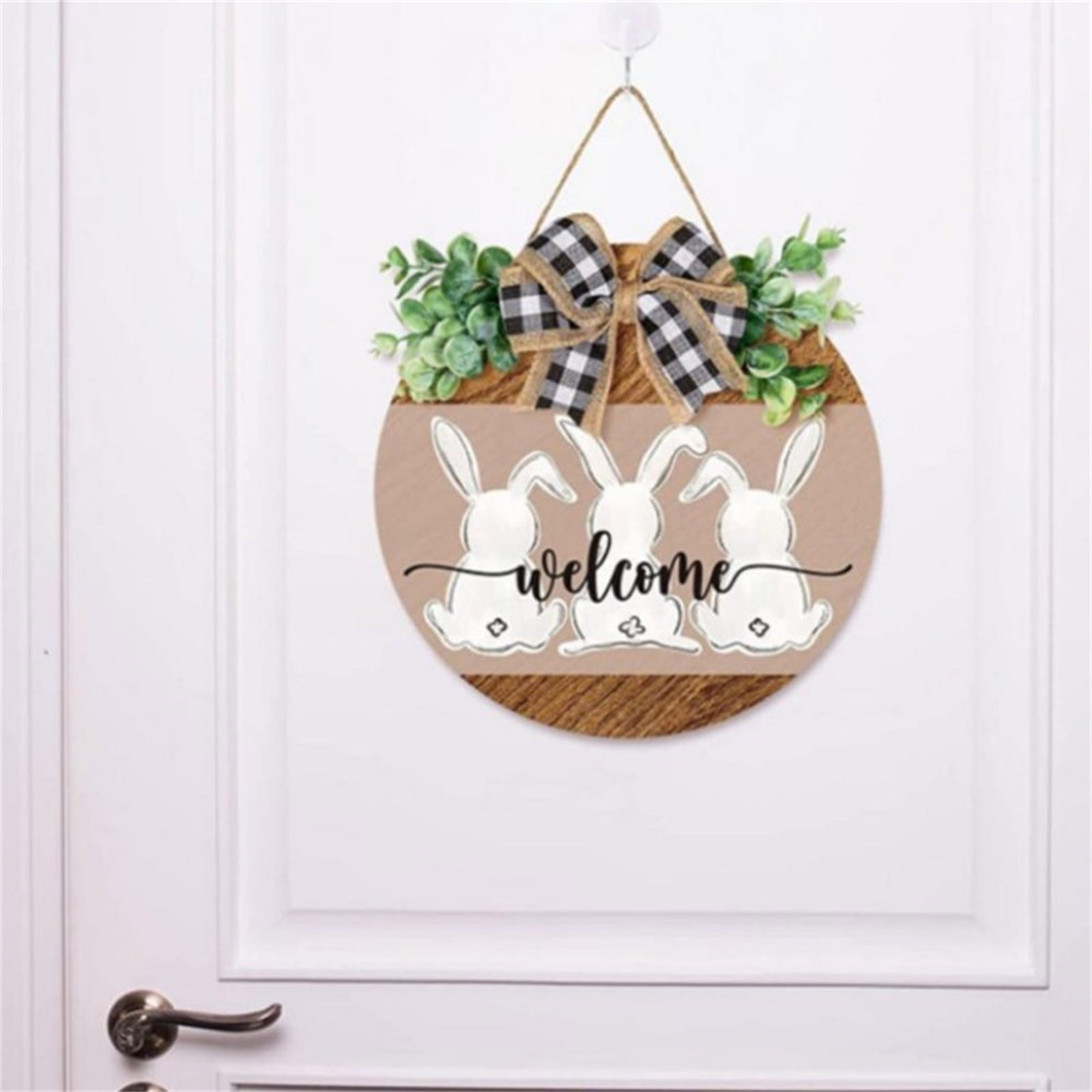 Clearance! Easter Wooden Hanging Sign Bunny Welcome Sign Door ...