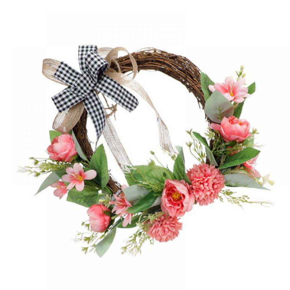 Clearance!Easter Wreaths,Handmade Simulation Rose Wreath With Bow ...