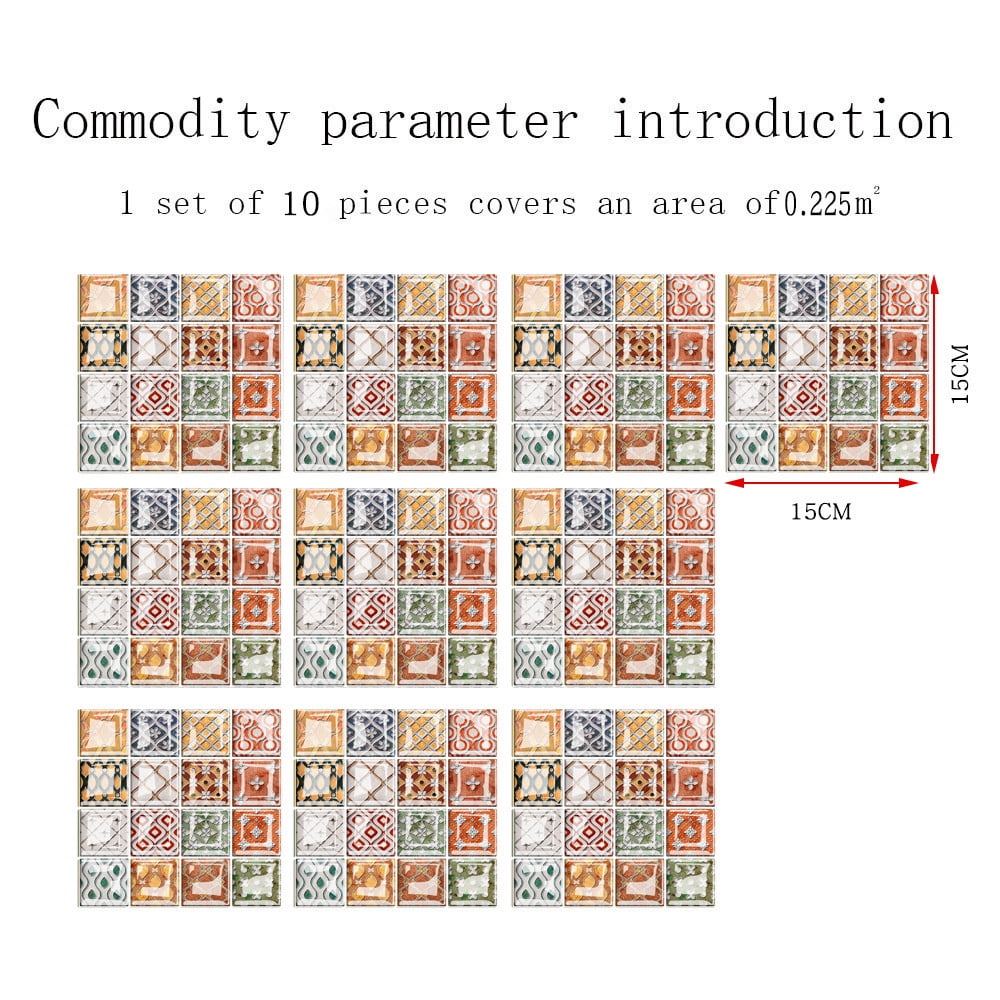 Clearance! Eguiwyn 10Pc Peel and Stick Ceramic Tile Stickers 3D Ceramic ...