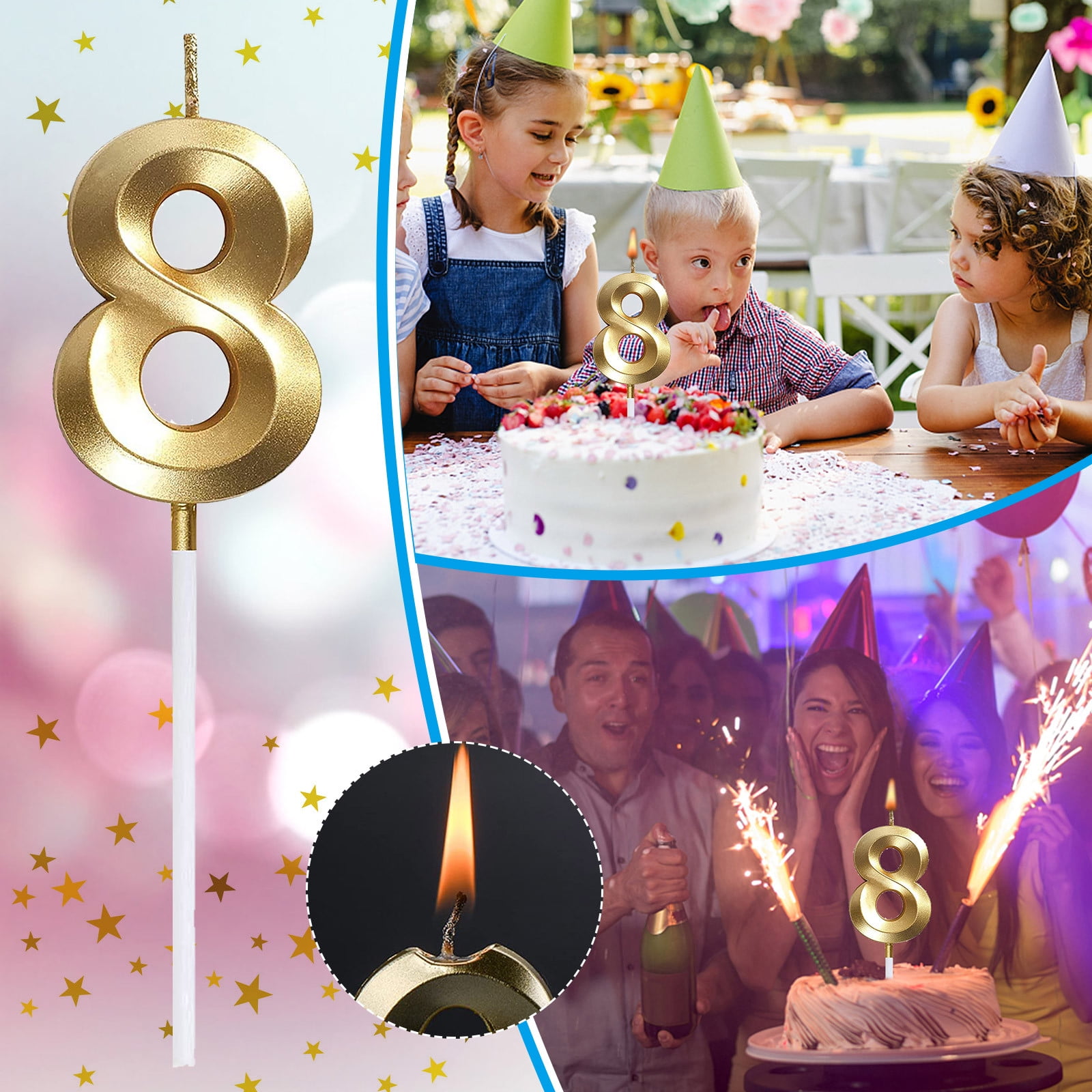 Clearance! Eguiwyn Birthday Number Candle 3D Shape Birthday Candle ...