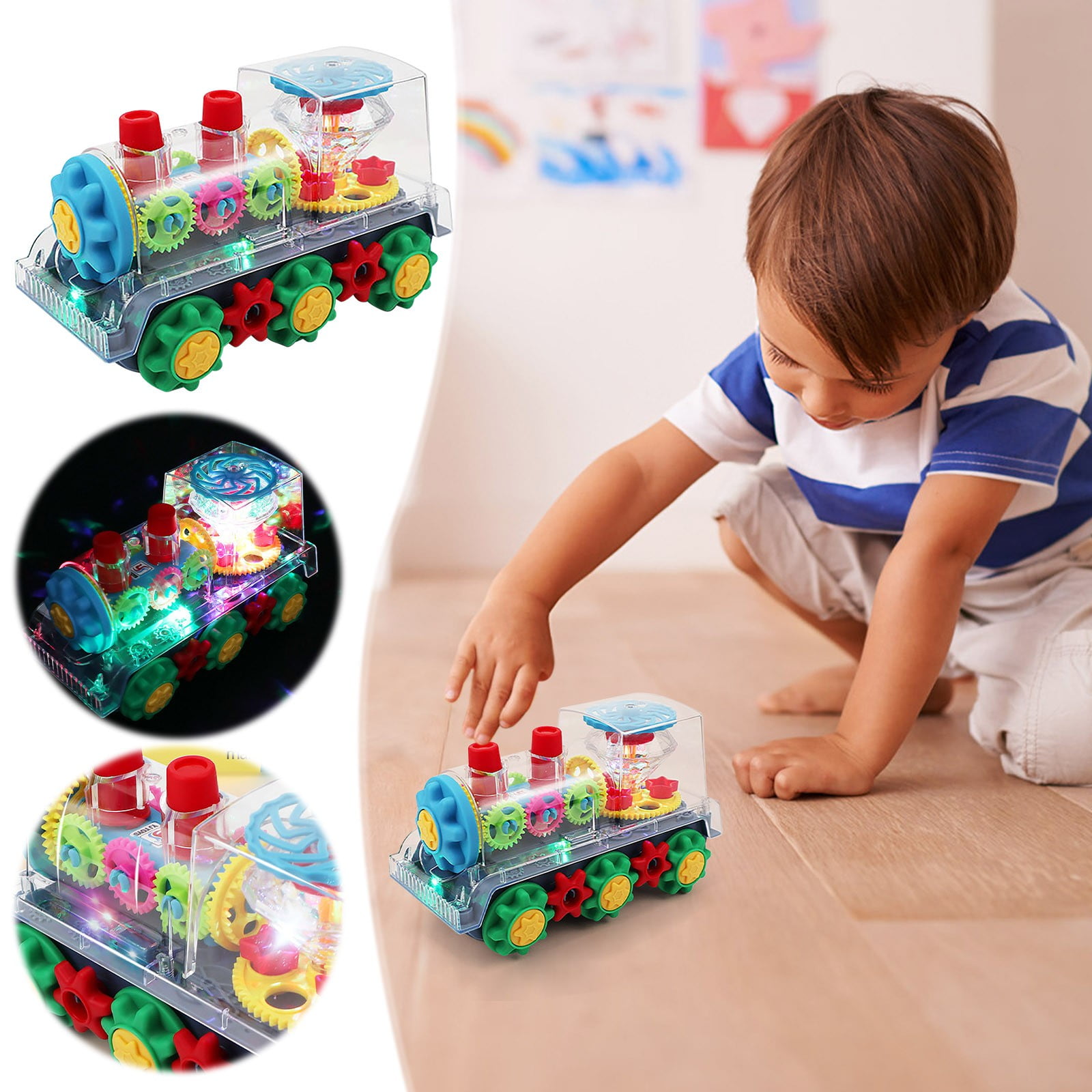 Clearance! Electric Transparent Gear Train Toy with Flashing Lights and ...