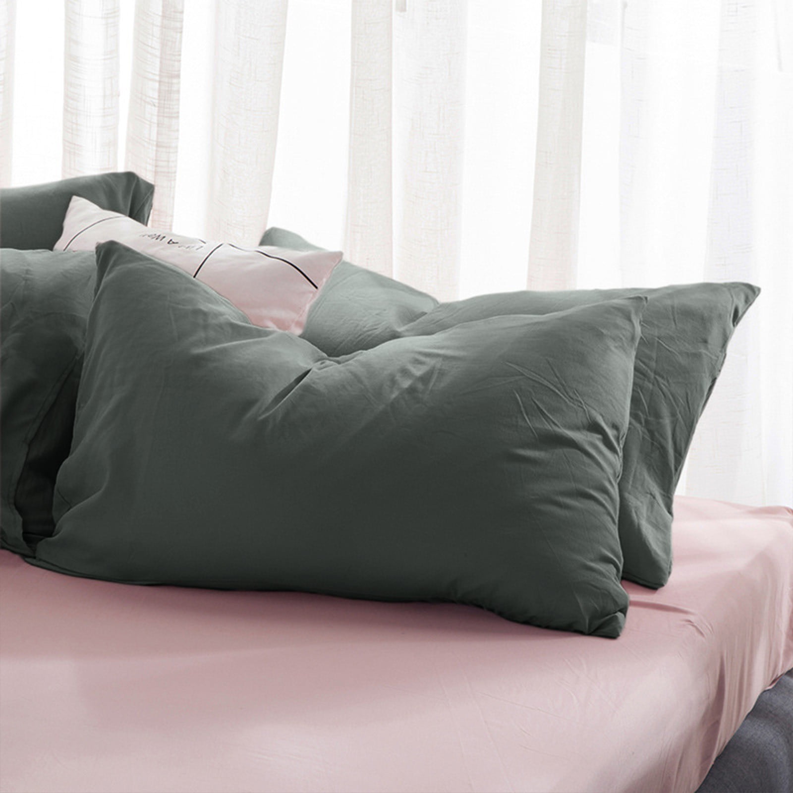 Clearance, Elegant Solid Color Pillowcase, Hair-Friendly Linen Texture ...