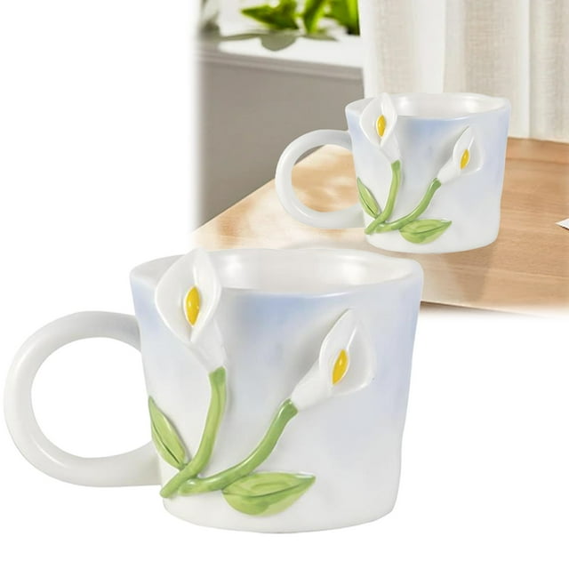 Clearance!! Embossed Ceramic Cups Handmade Large Coffee Cups Ceramic ...
