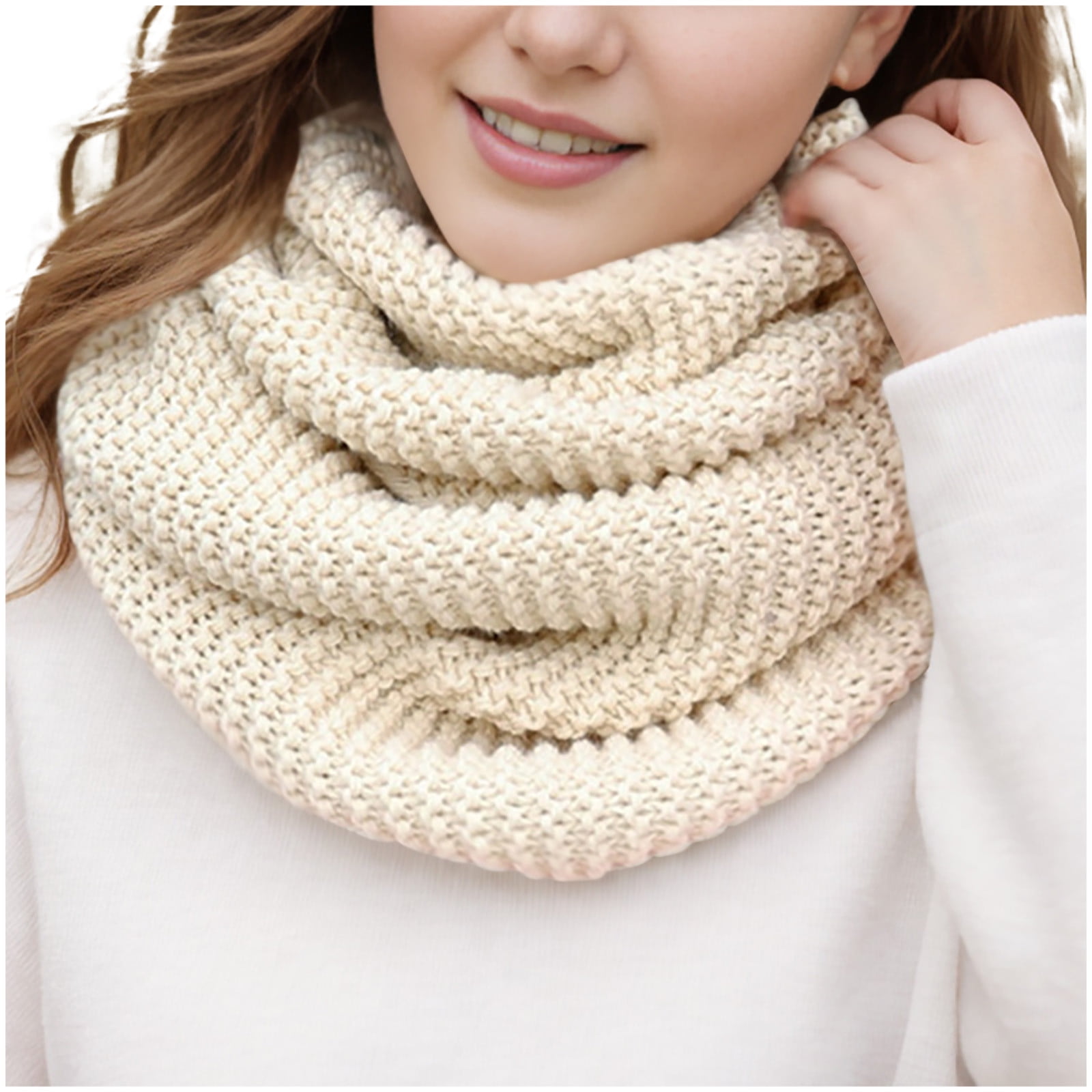 Erwazi Winter Women Cable Knit Ribbed Infinity Circle Loop Scarf Soft ...