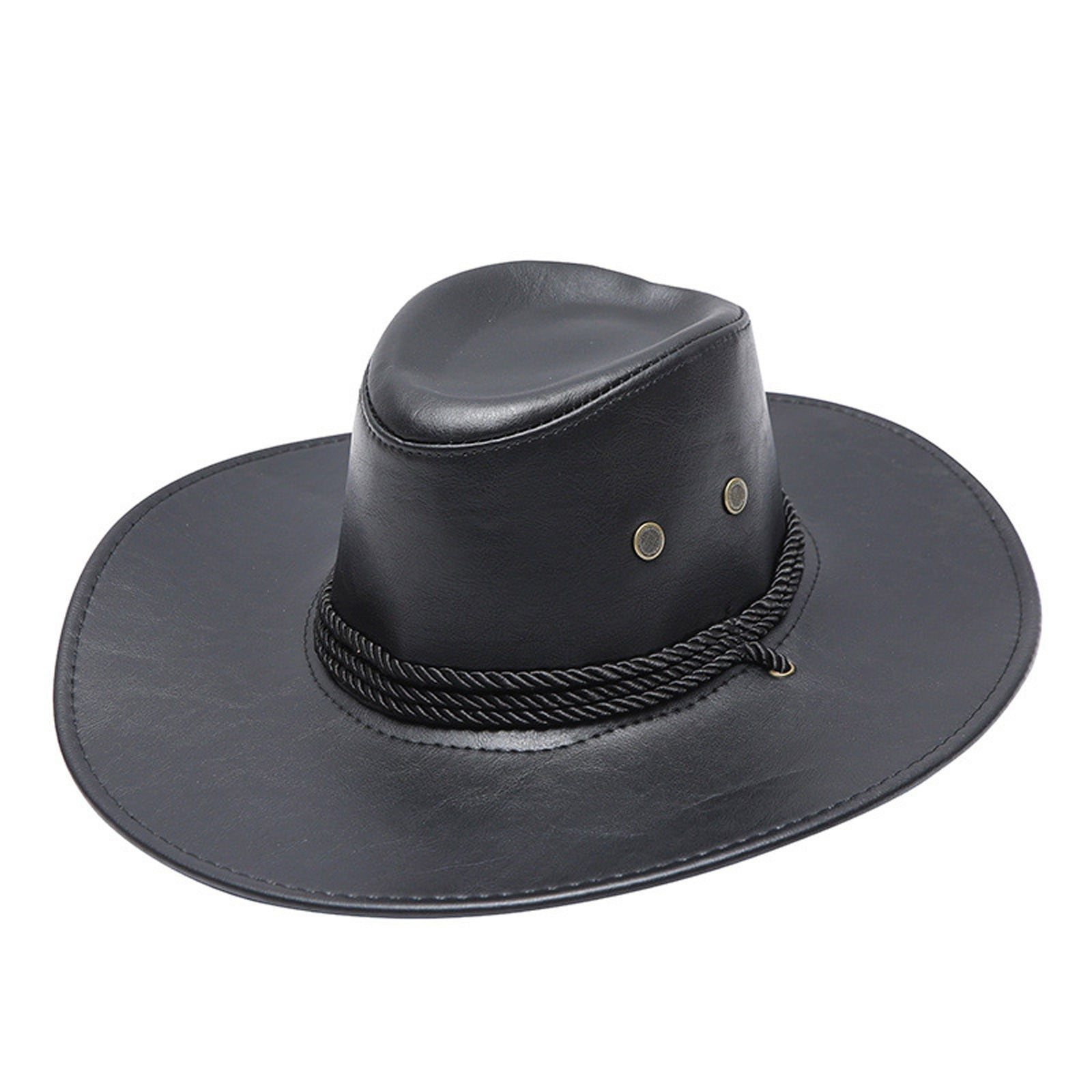 Fdelink Adult Sun Protection Solid Fashion Western Cowboy Hat Leather ...