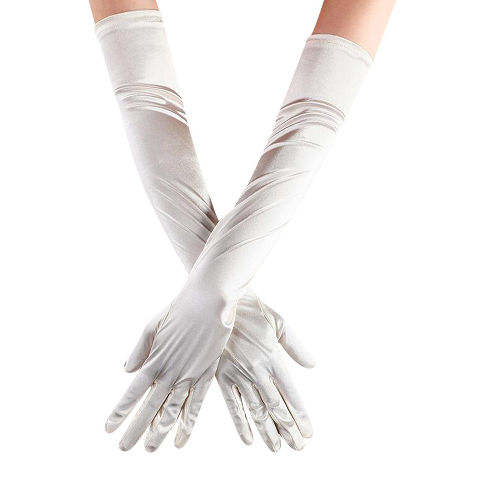 Clearance! Fdelink Women's Long Satin Finger Gloves Elbow Length 2024 ...