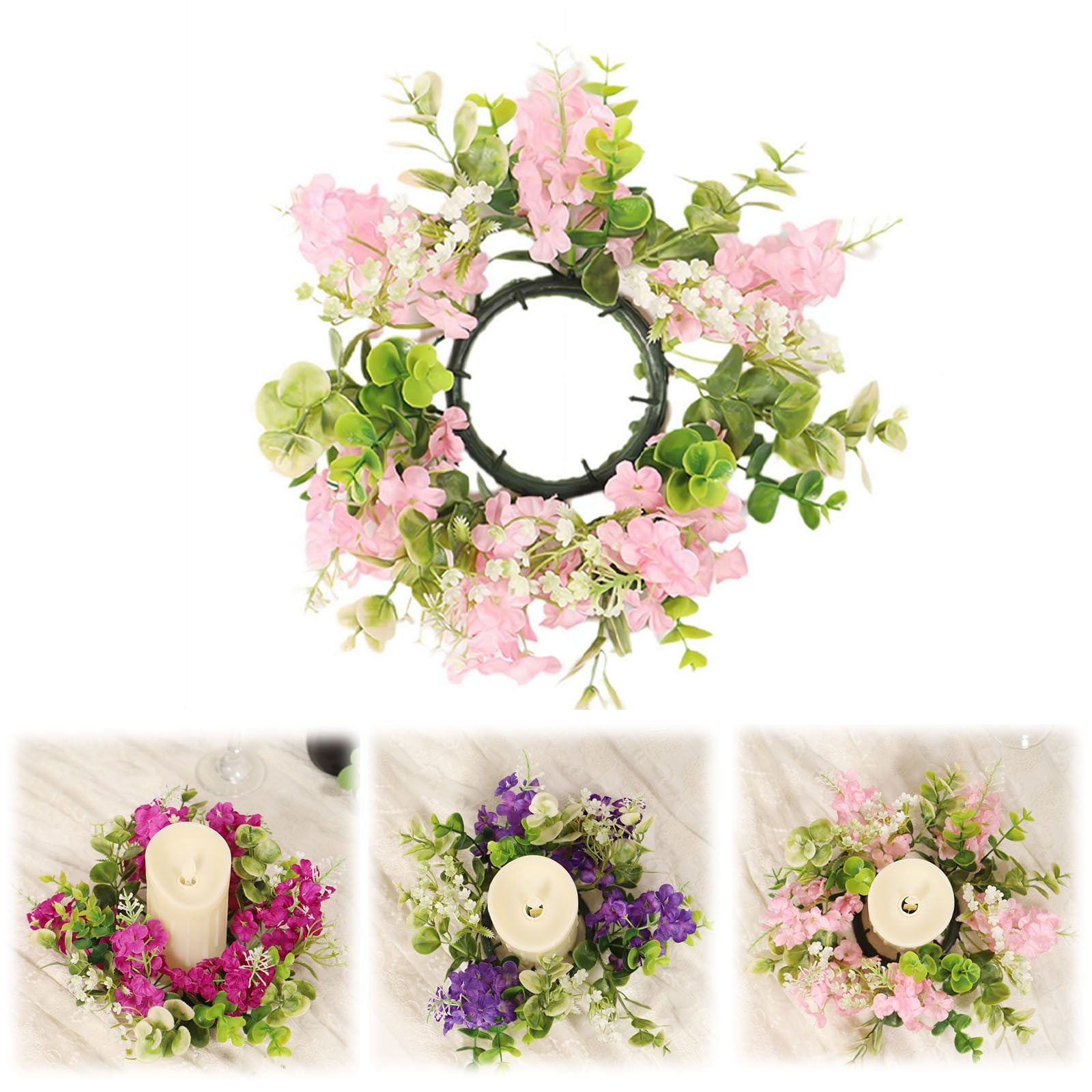 Clearance! Floral Candle Rings Plastic Artificial Flower Candle Rings ...