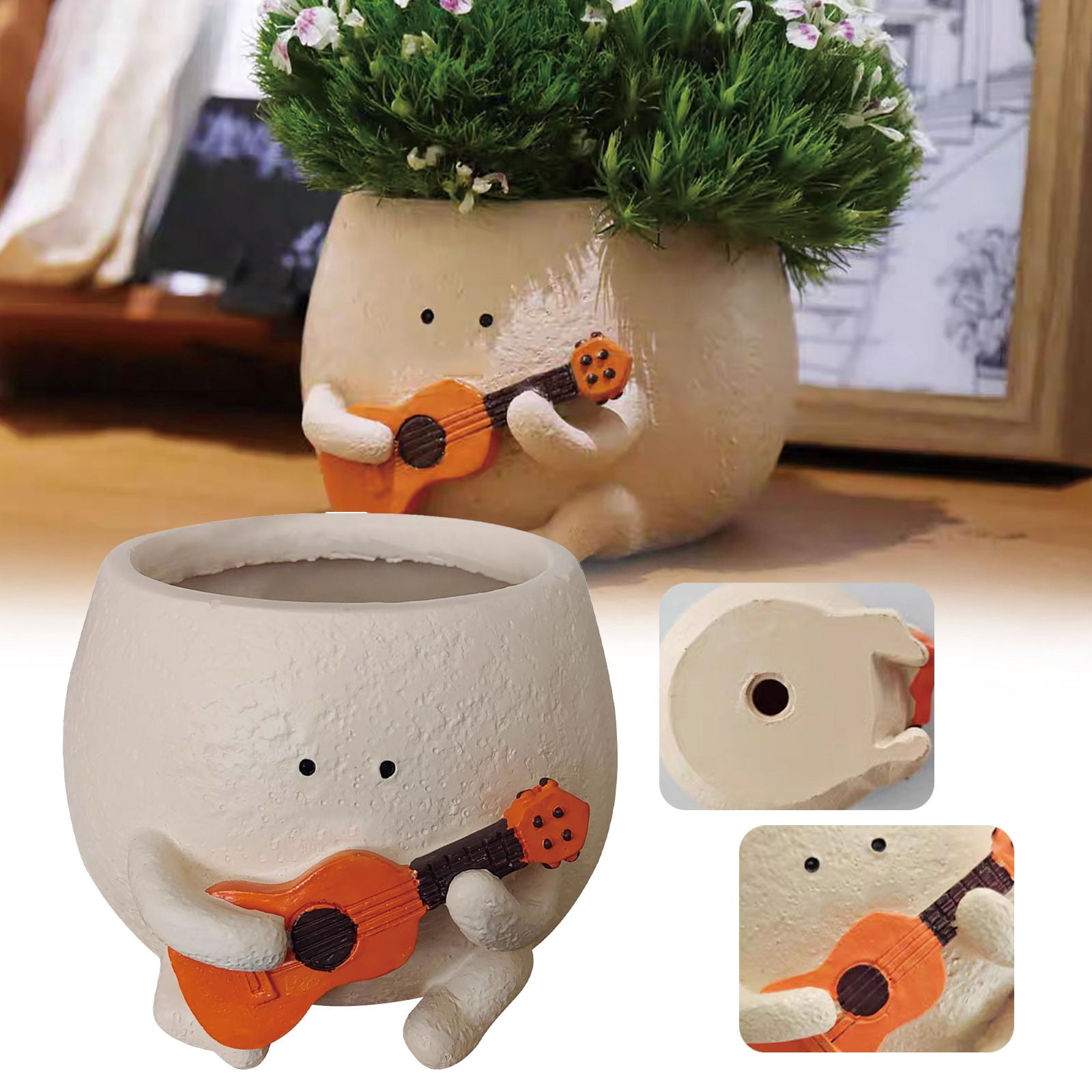 Clearance Flower Pots under $15 Planter Pot With Hole Cute Resin Head ...