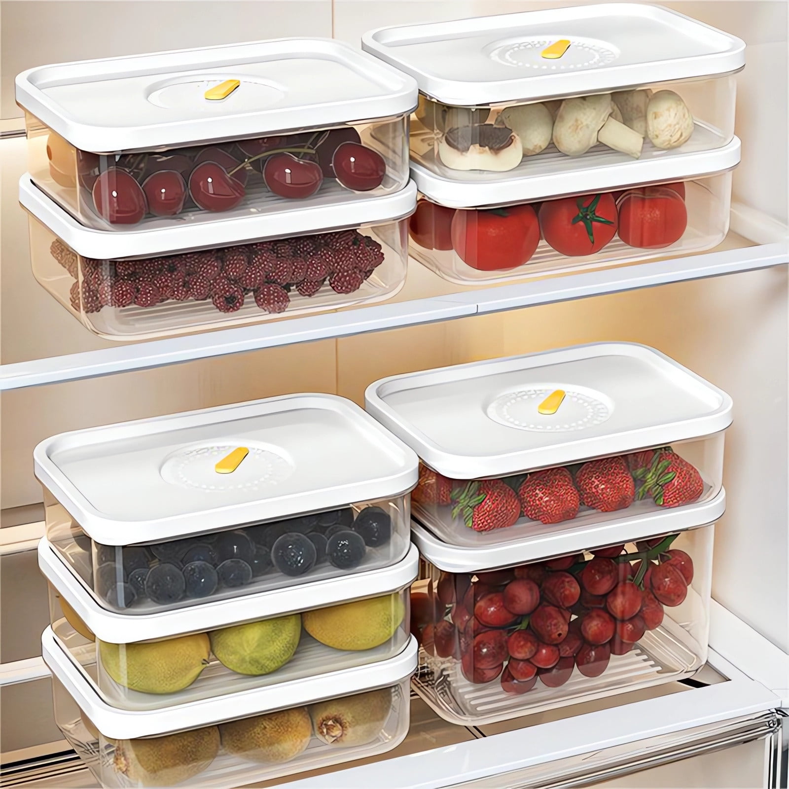Fmxomd White Plastic Food Storage Containers, Refrigerator Small Food ...