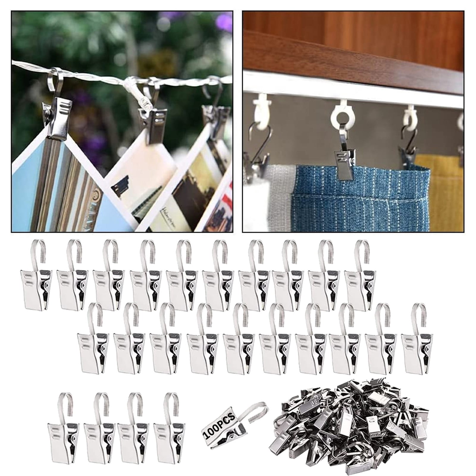 Clearance Food Clips under $7 100PCS Curtain Clips With Hooks Small ...