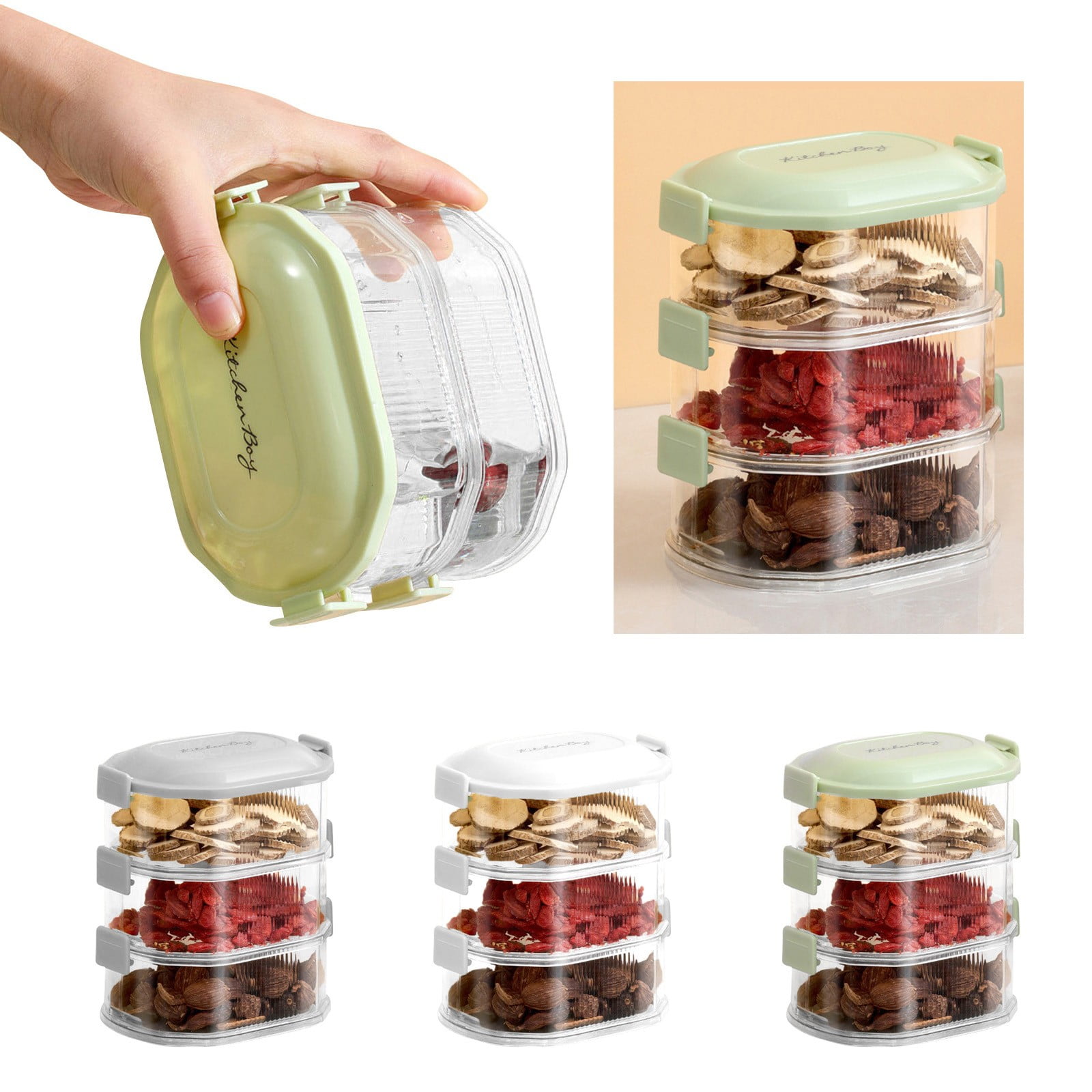 Clearance Food Storage under $5,Three PCS Stackable Kitchen Storage Box ...