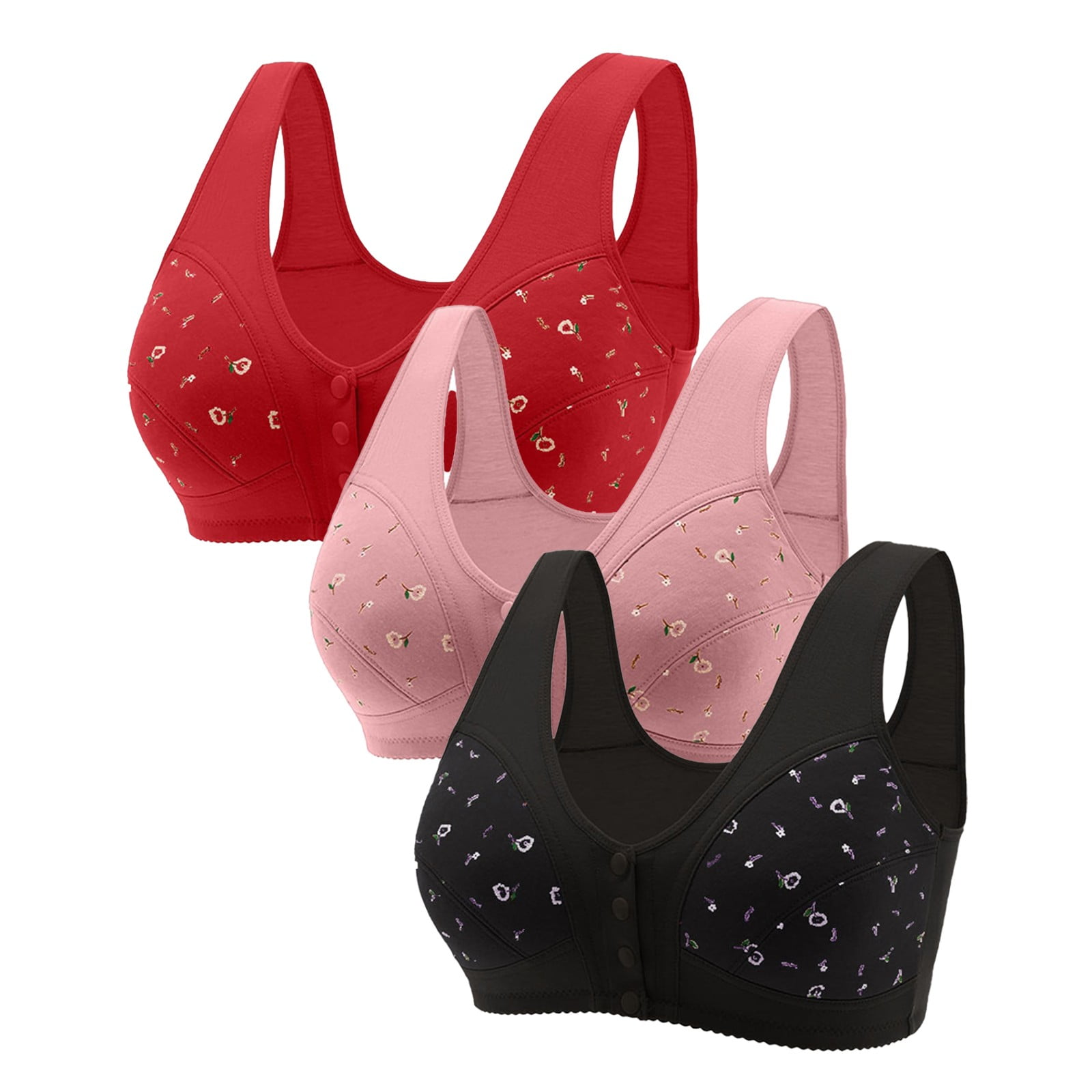 Clearance! Front Closure Bras For Women Pack Of 3 Comfortable Daisy Bra ...