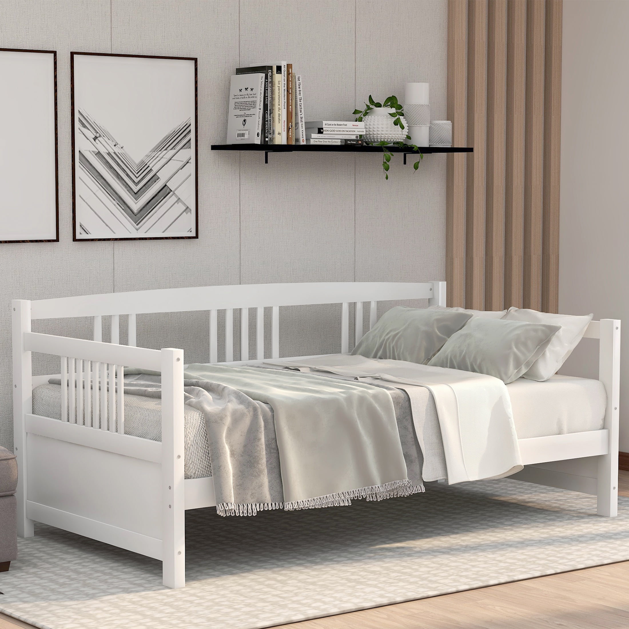 UHOMEPRO Solid Wood Daybed Frame, Full Size for Adults/Kids, White ...