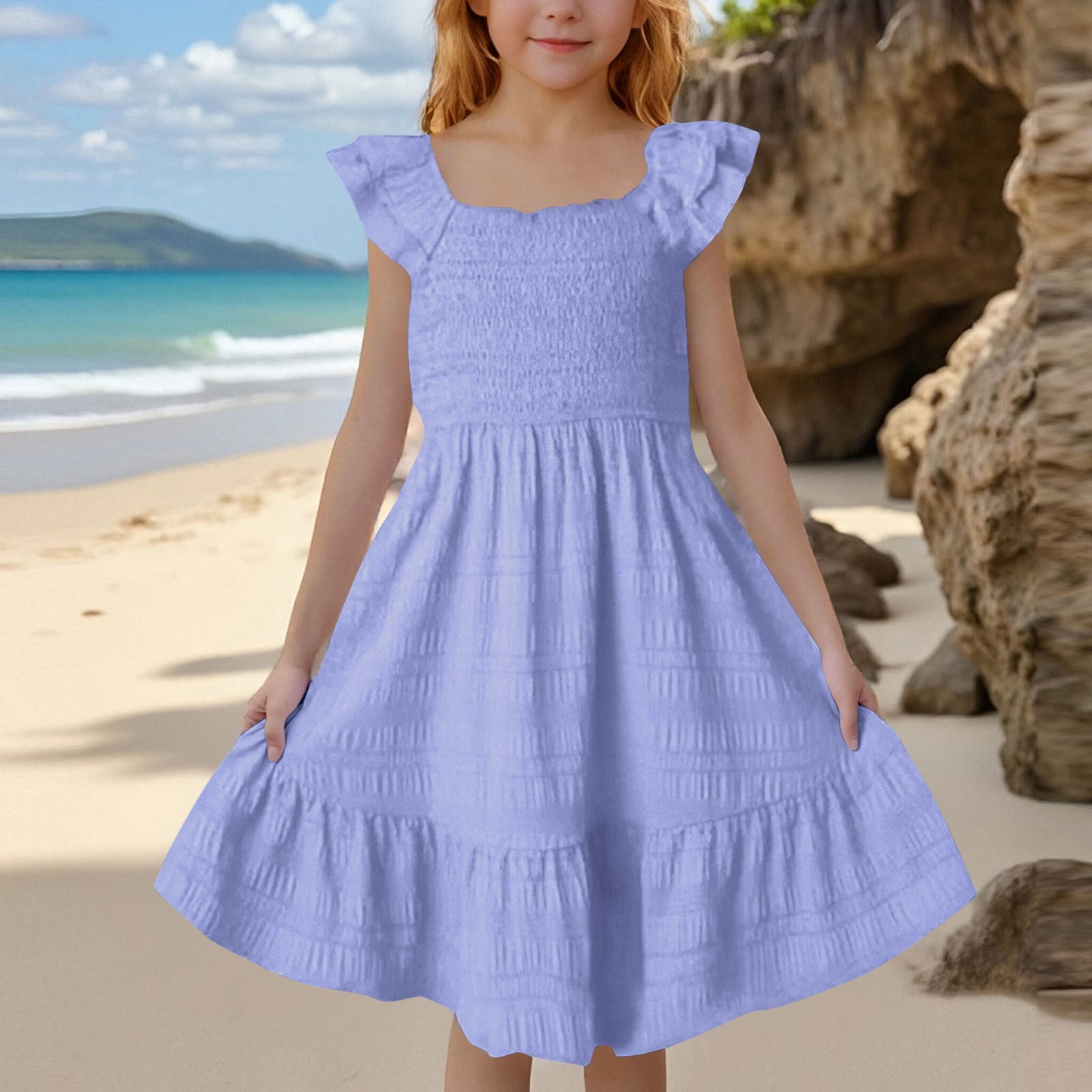 Clearance Gamivast Girls Tulle Dress Ruffle Short Sleeve Fluffy Summer ...