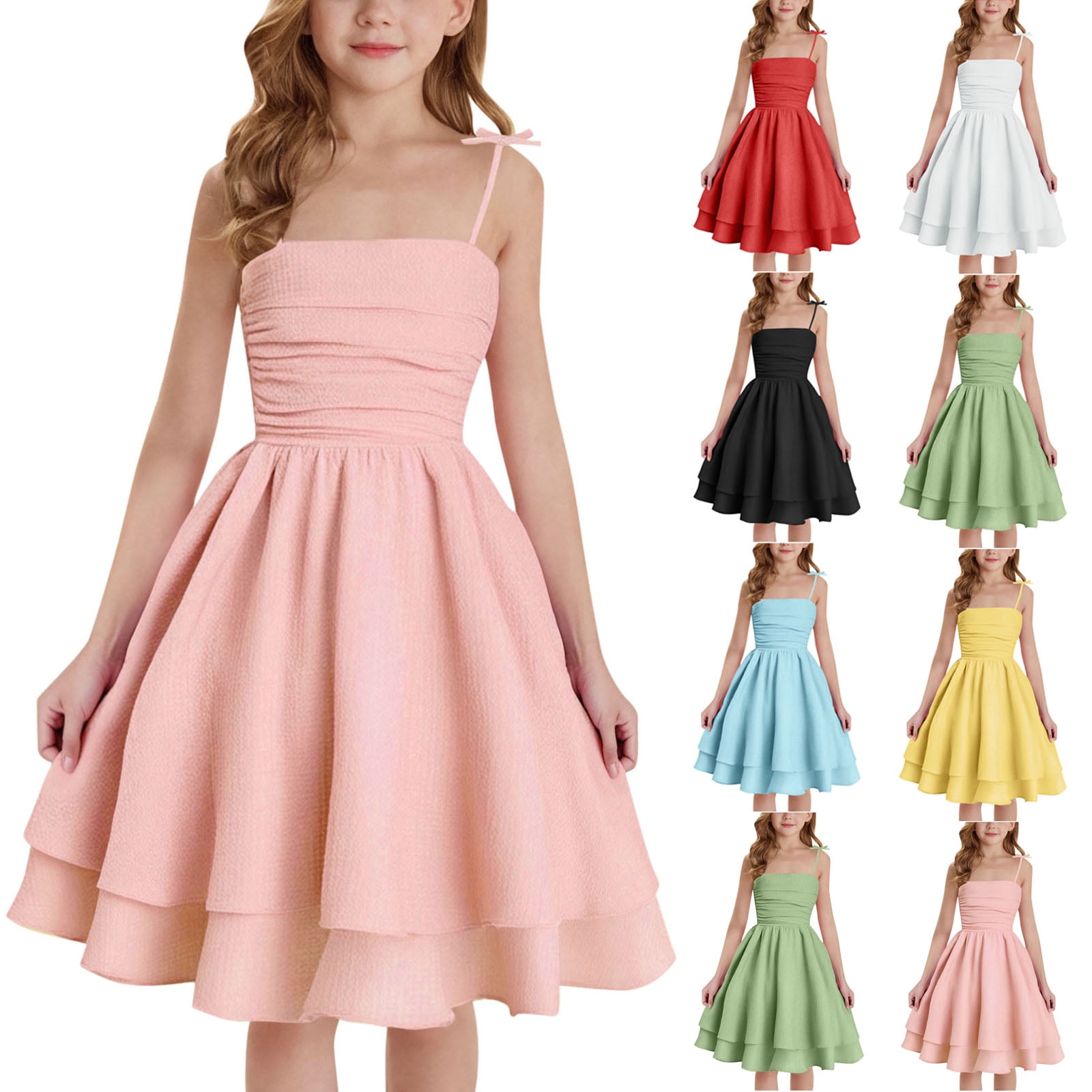 Girl Spring Dresses for Girls 10-12 Sleeveless Cami Dresses A Line ...