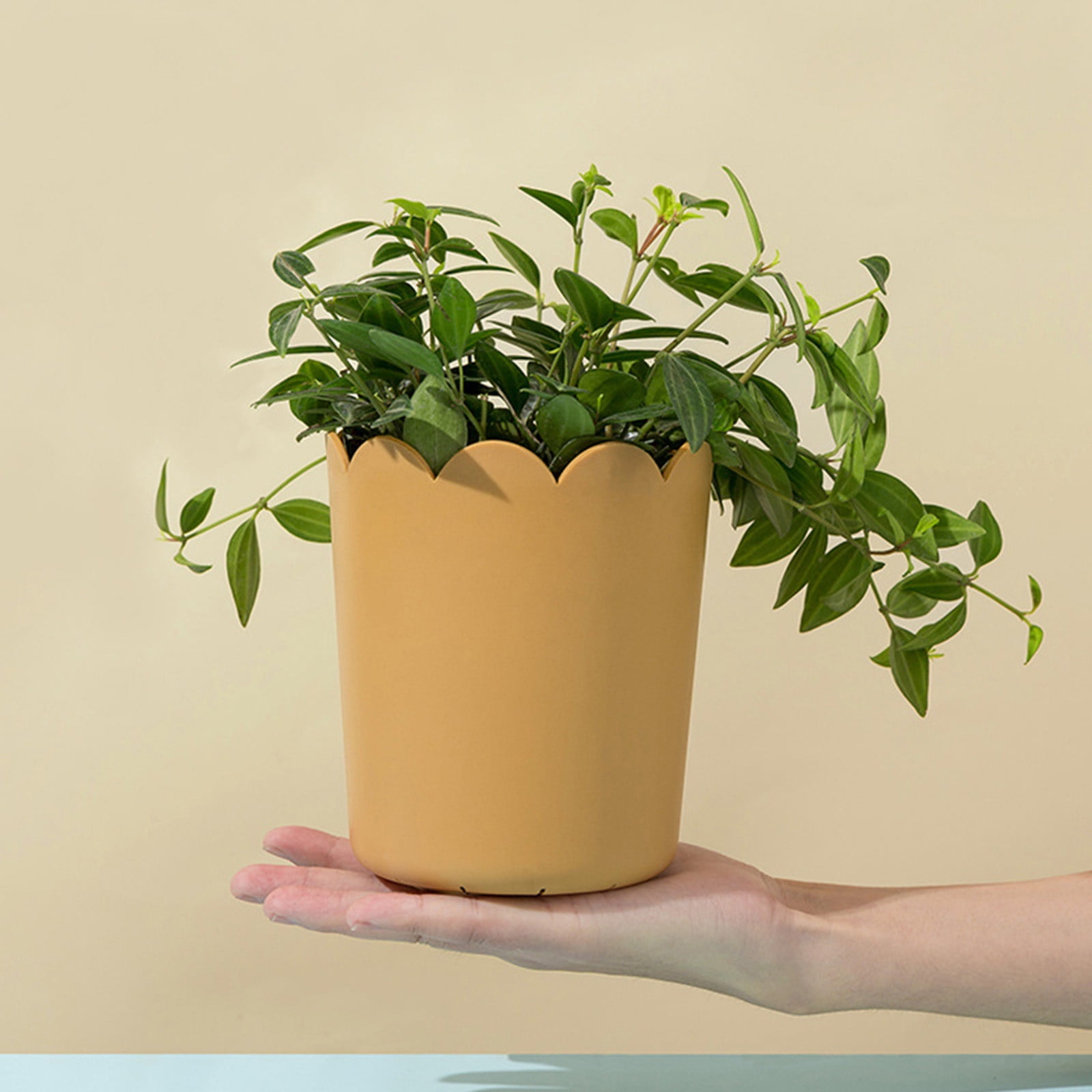 Gmogad Frosted Resin Flower Pot with Drainage - Thickened Petal Planter ...