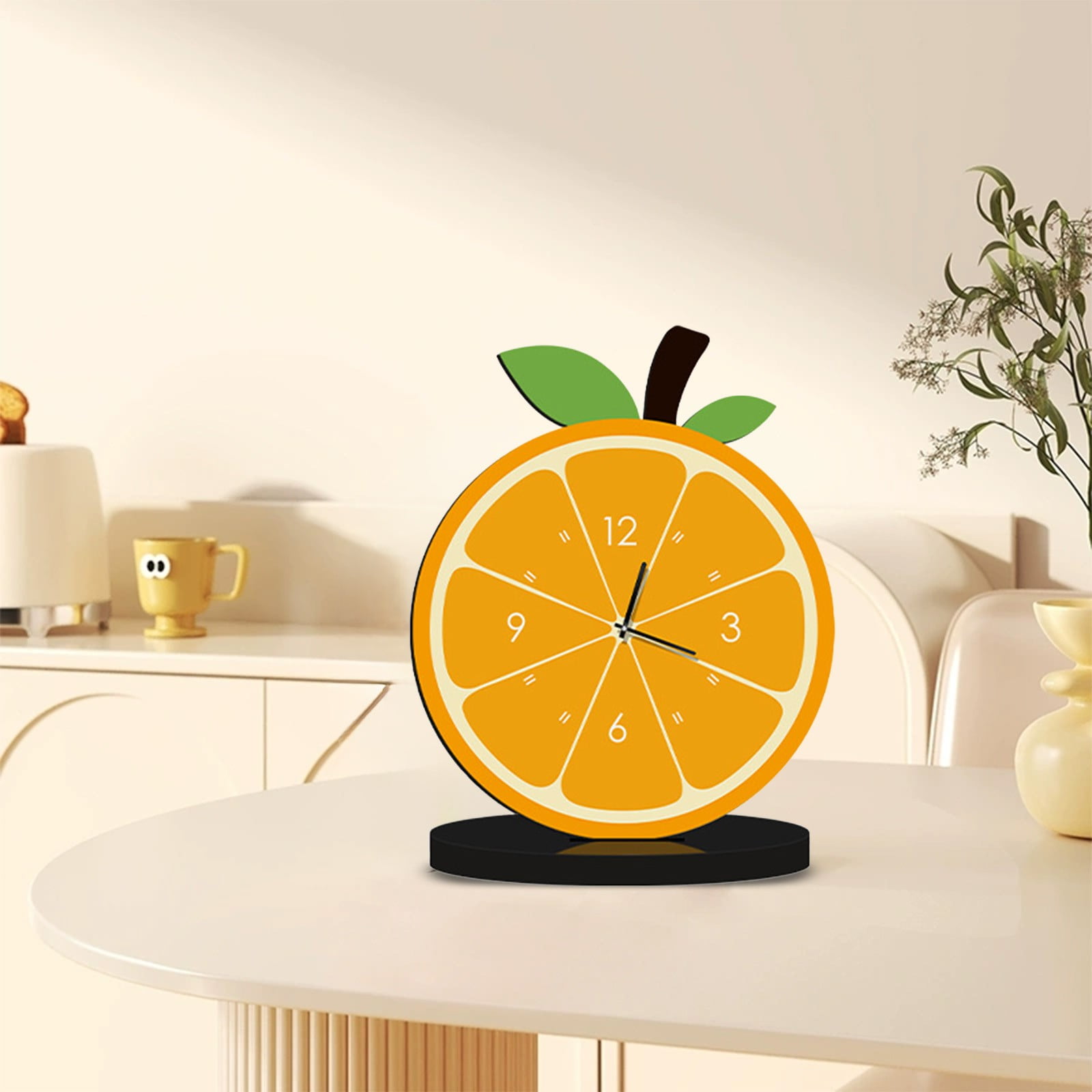 Gmogad Wooden Fruit-Shaped Table Clock - 10.63in Silent Decorative Clock for Living Room TV ...