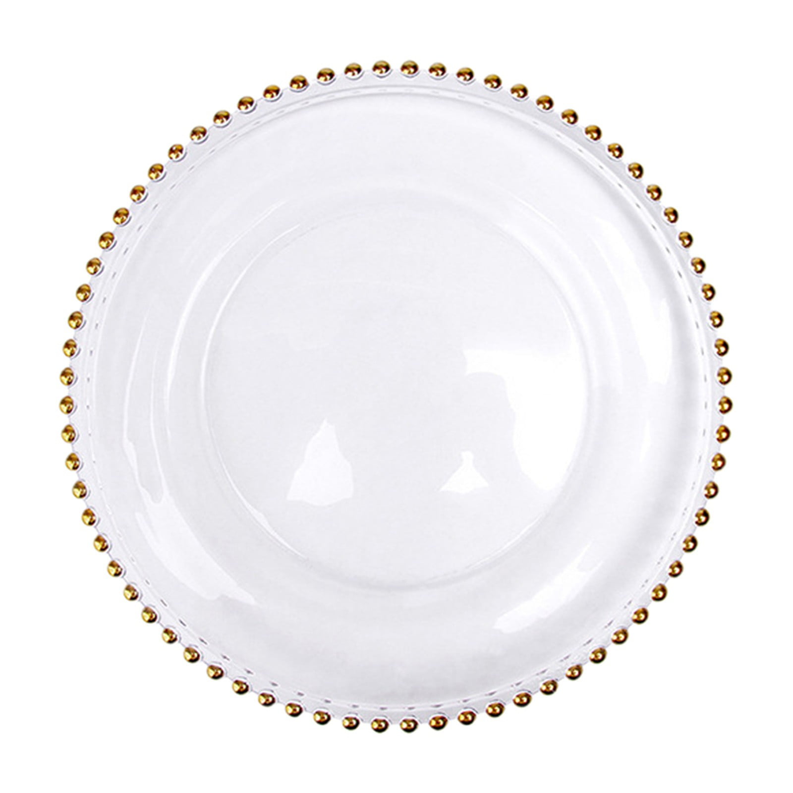 Clearance Gold/Clear Acrylic Round Charger Plates With Beaded Rim ...
