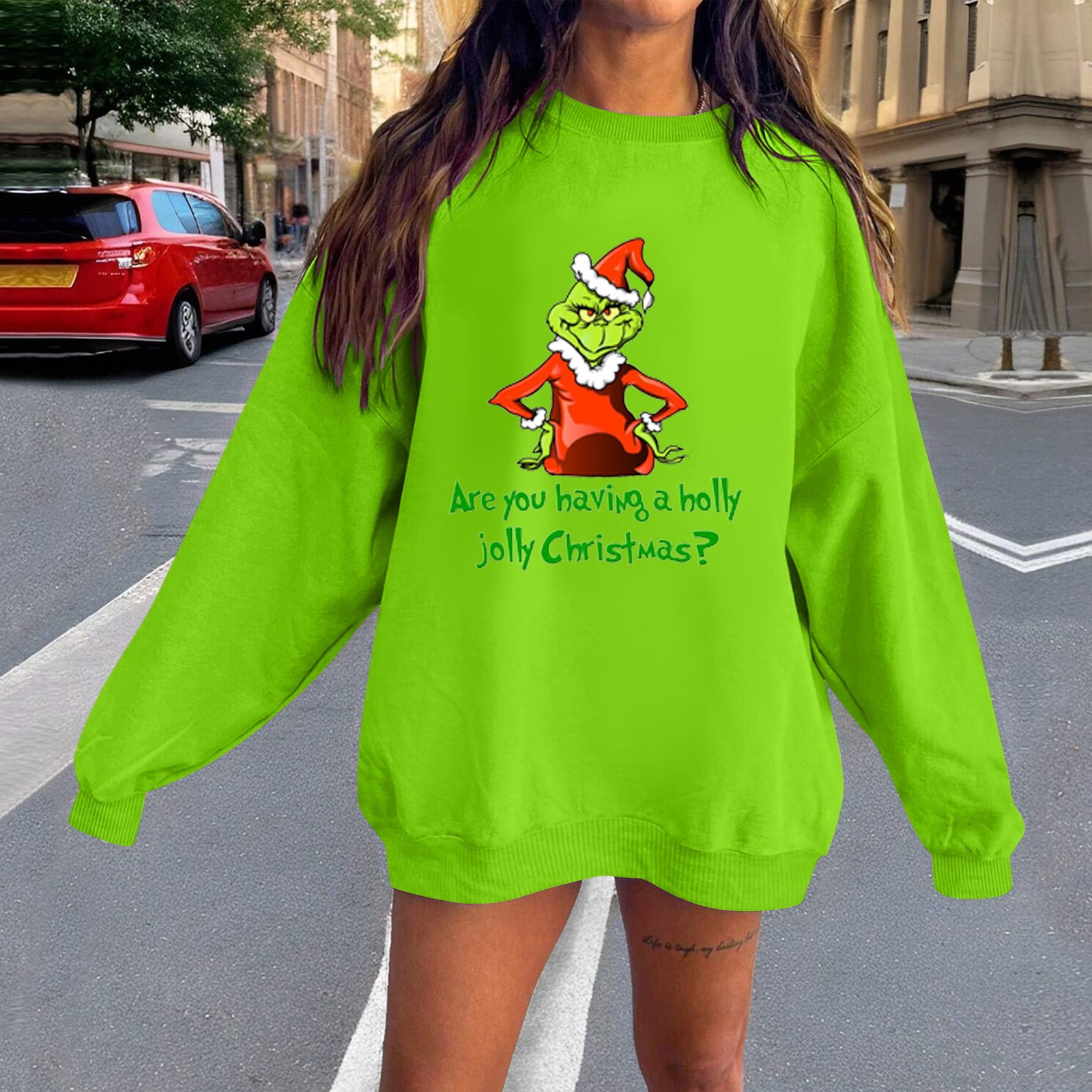 Clearance Grinch Sweatshirt丨Women's Printed Round Neck Pullover ...